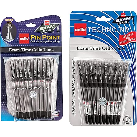 Cello Pinpoint Ball Pen- Black (Pack of 10) Technotip Ball Pen Set ...