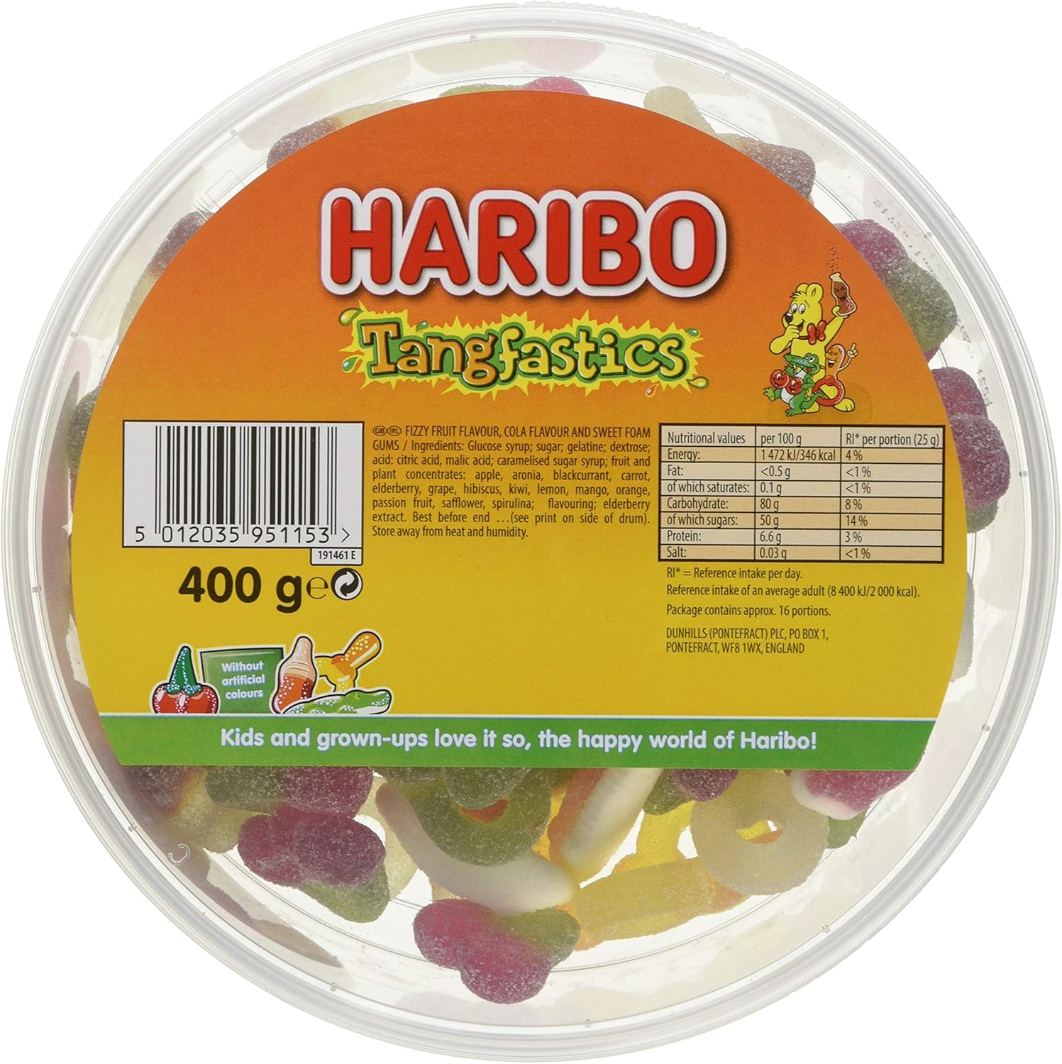 HARIBO Tangfastics 3.2kg sour bulk Sweets, 8 x 400g tubs : Amazon.co.uk ...