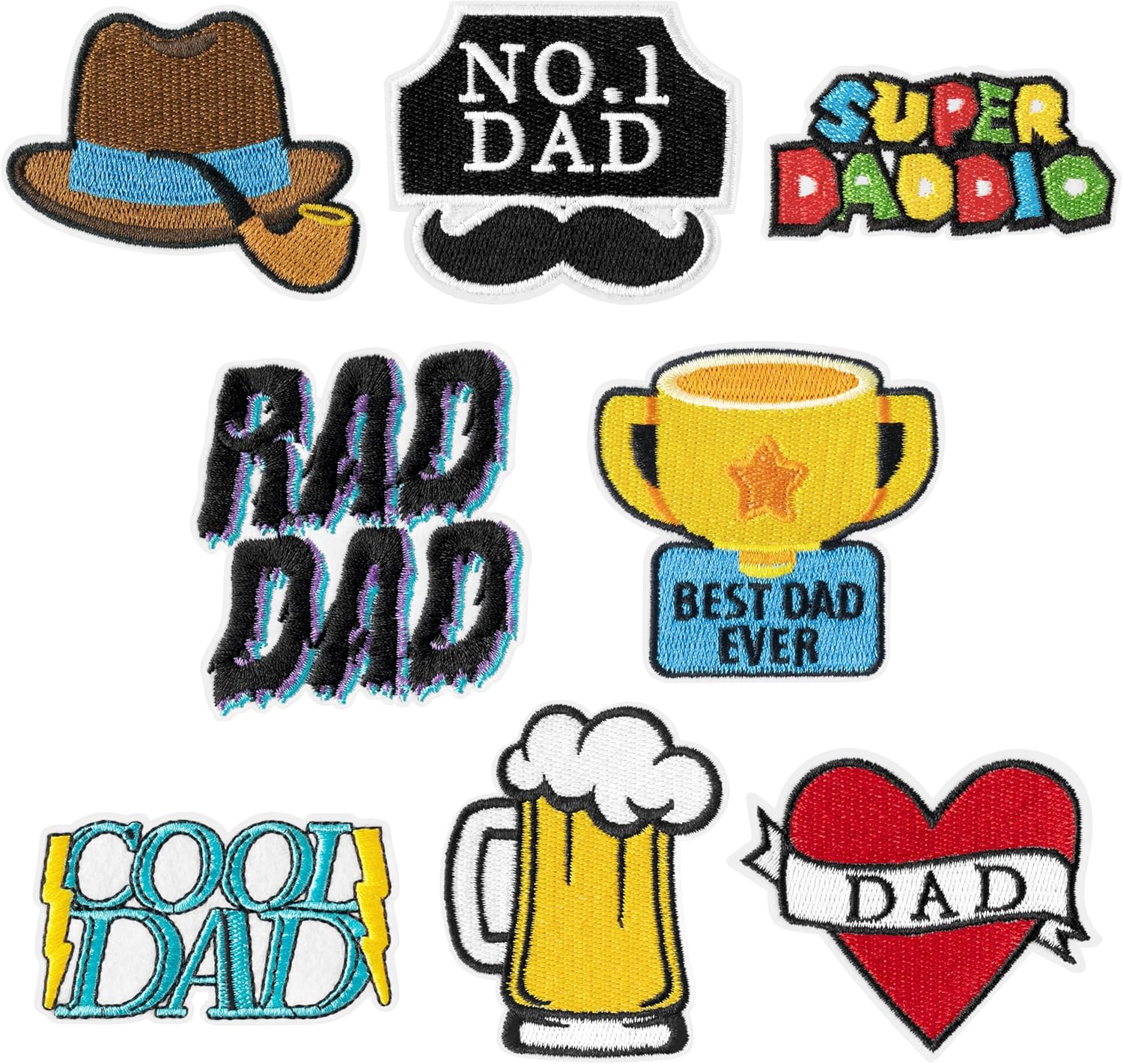 Amazon.com: Kirako 8 Pcs Dad Iron on Patches Best Dad Ever Sew on ...