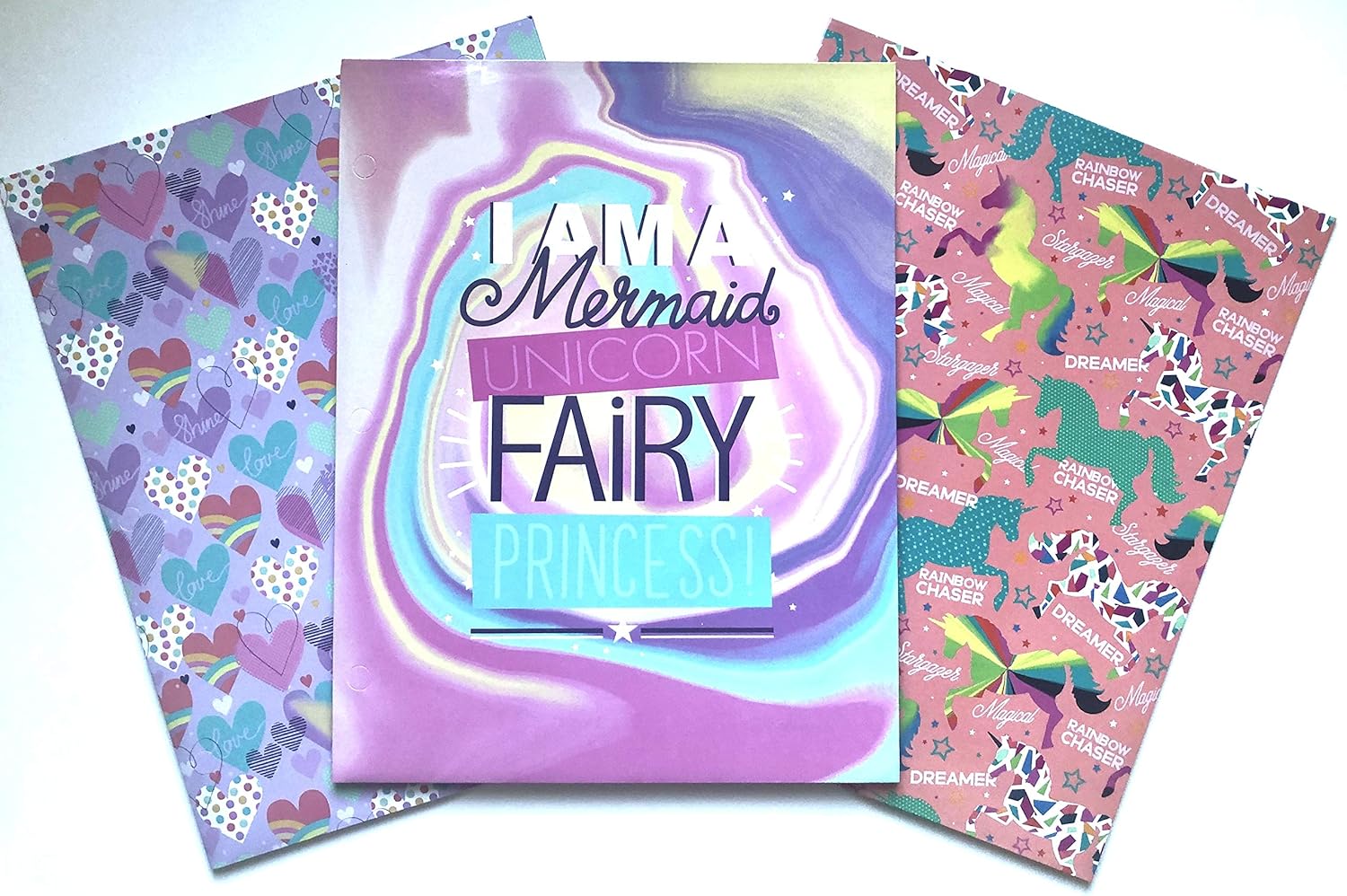 Amazon.com : Bundle of 3 Mermaid Unicorn Fairy Princess Portfolio ...
