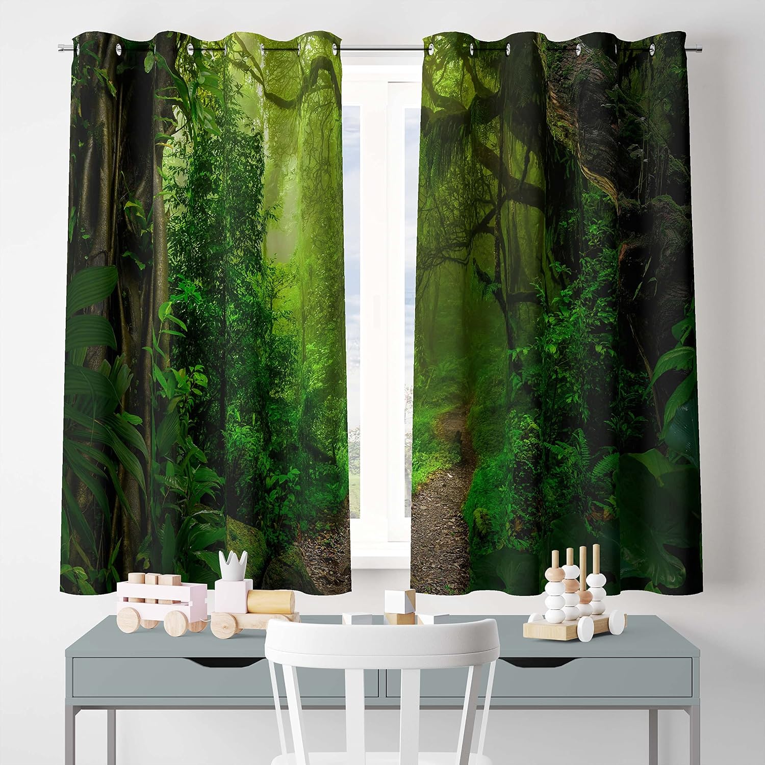 SHUIZHIHE Tropical Rainforest Curtains, Natural Wild Jungle Plant ...