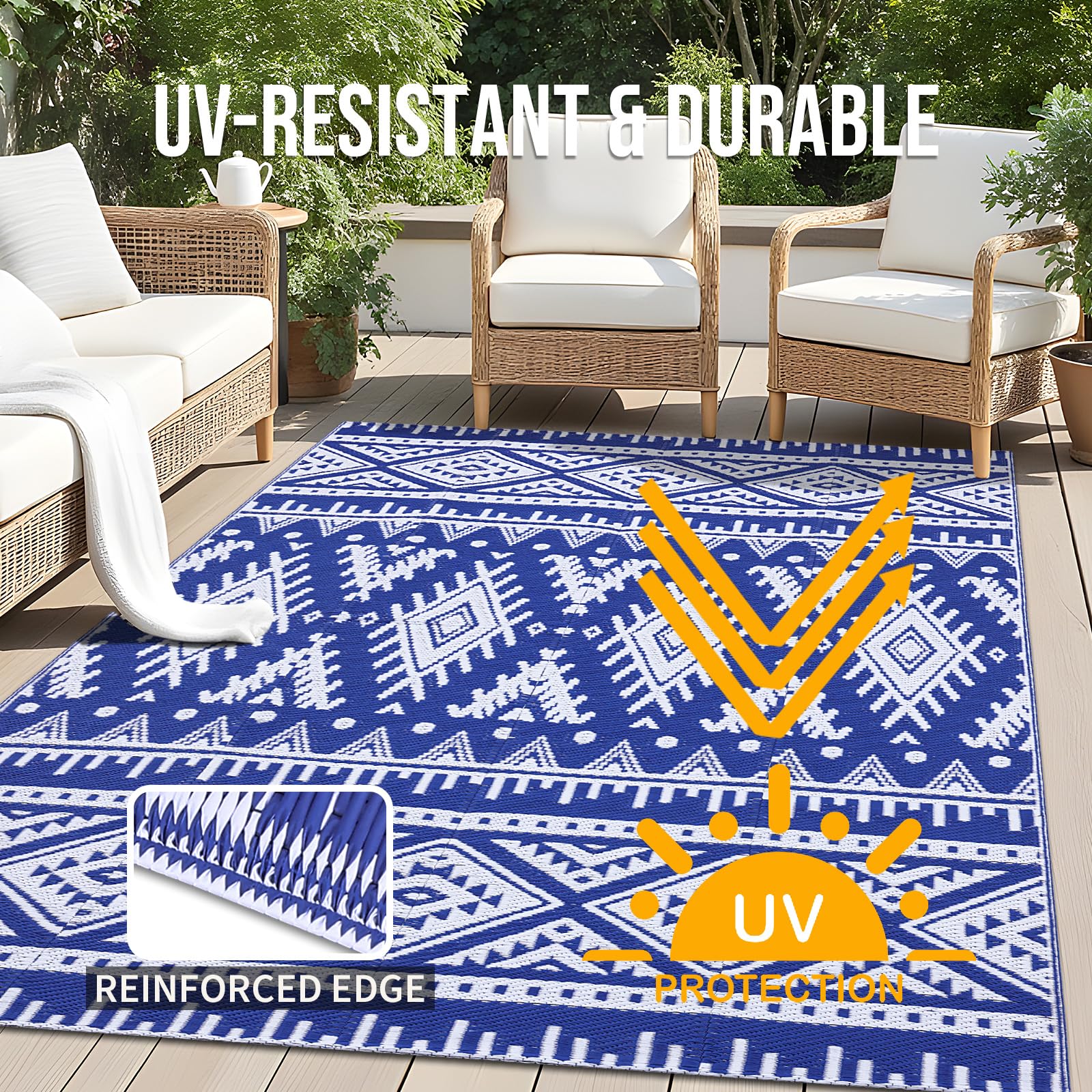 Snapklik.com : Outdoor Rug Waterproof 5x8 Ft, Reversible Outdoor ...