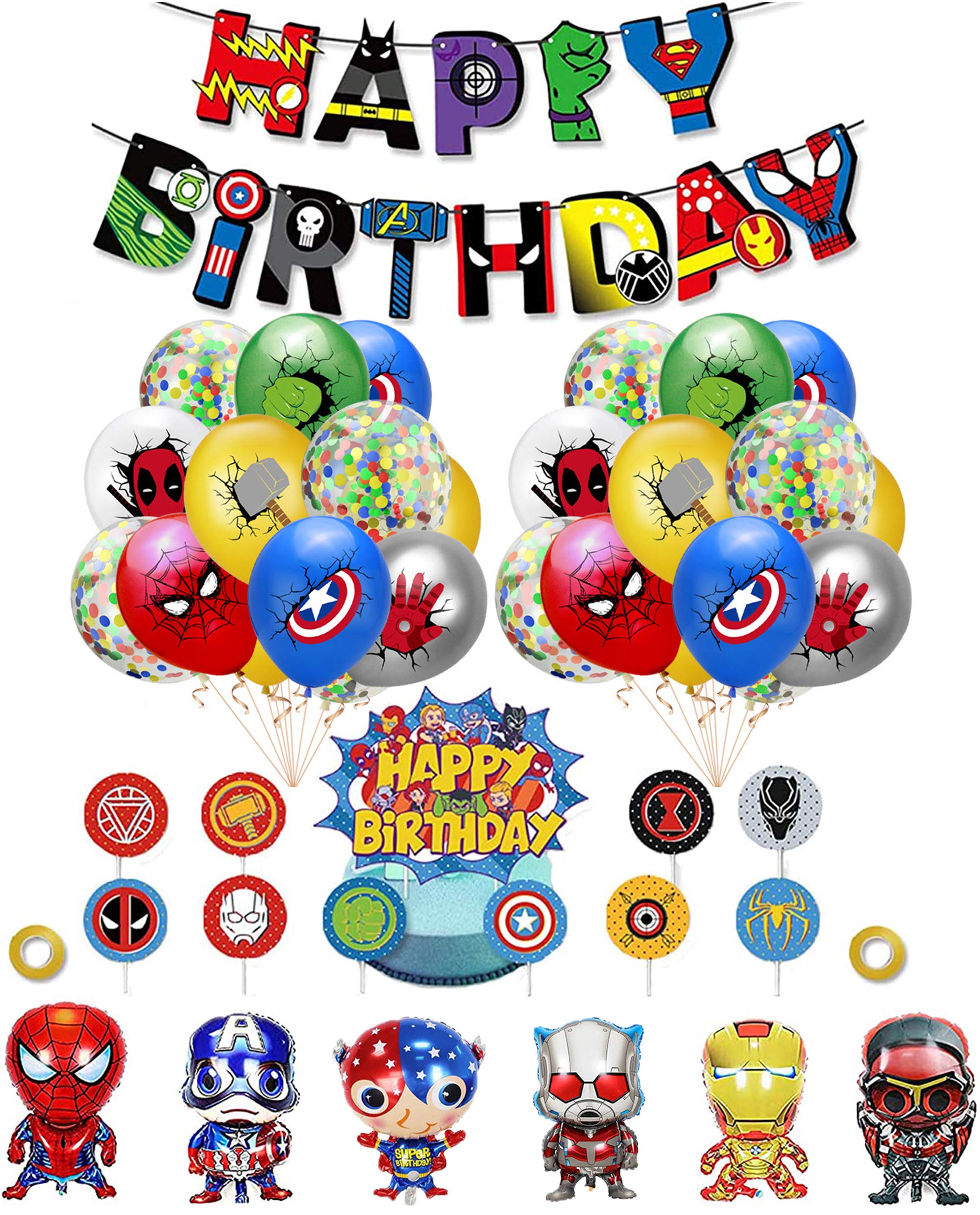 Buy smileh Superhero Birthday Decoration Marvel Balloons Avengers Happy ...