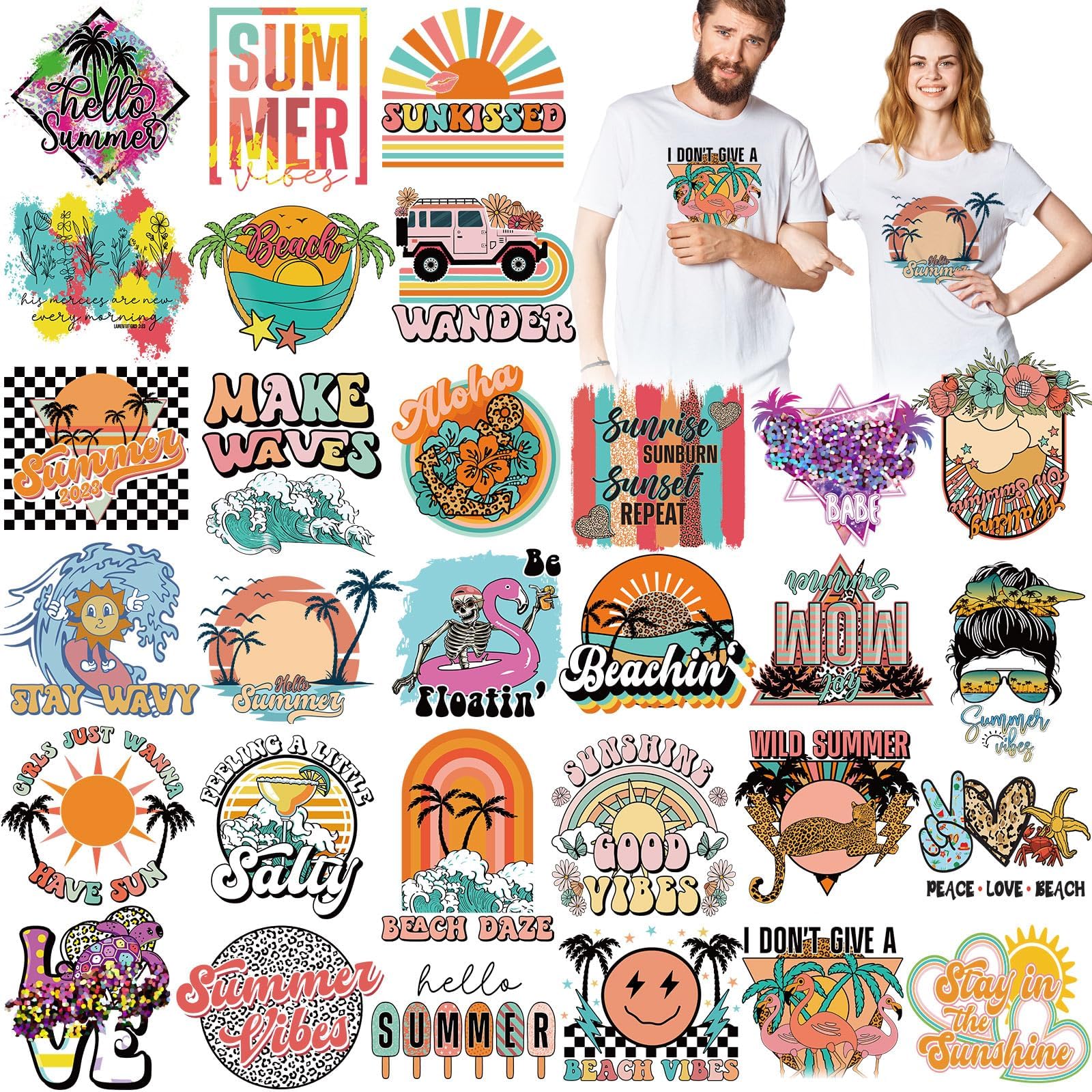 Amazon.com: 30 Pcs Sunflower Iron on Transfers Cute Patches Flower ...