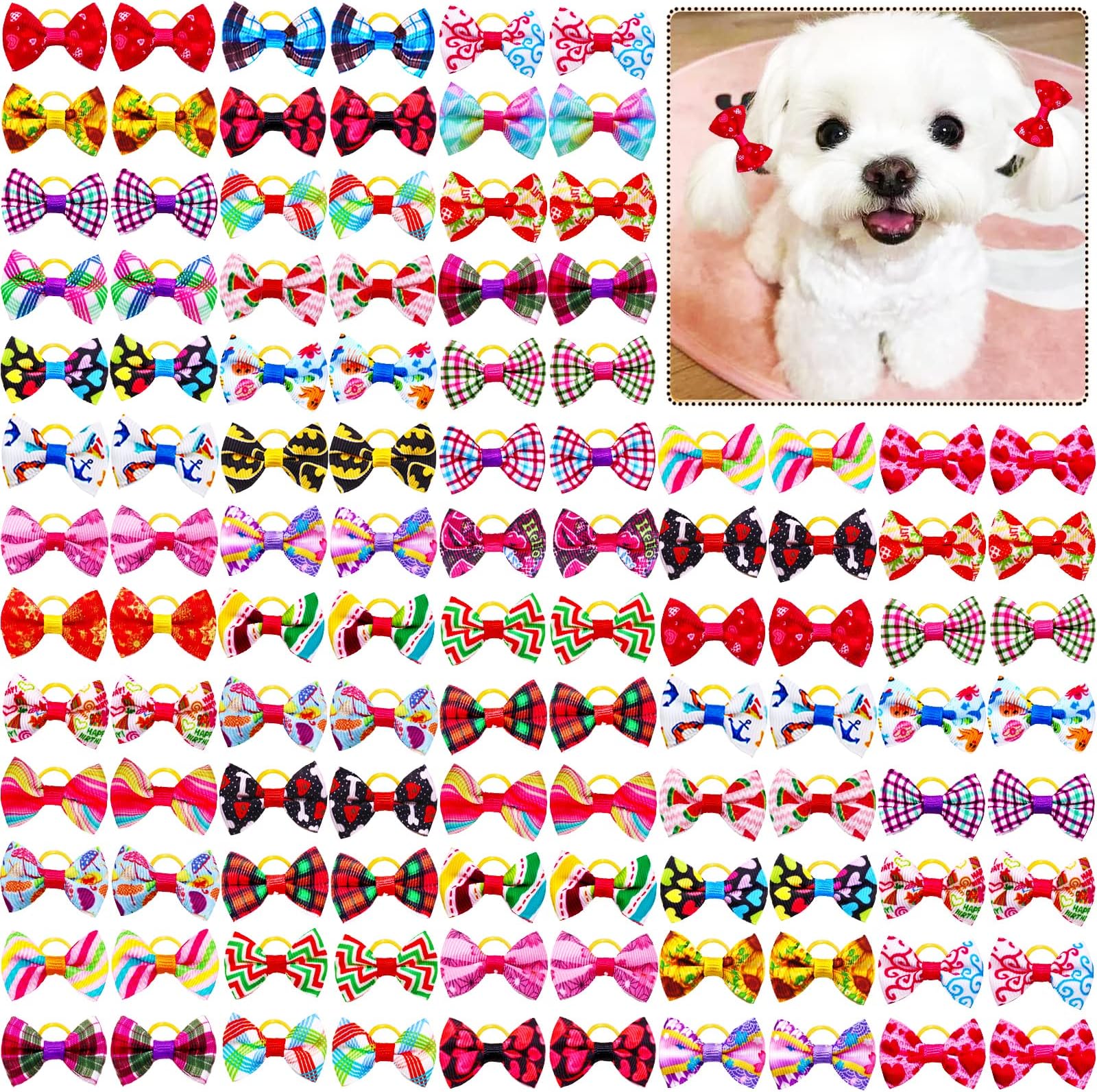 Amazon.com : 60pcs Dog Hair Bows, Dog Bows Grooming Made of High ...