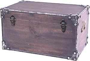 Amazon.com: Distressed Wooden Vintage Industrial Style Decorative Trunk ...