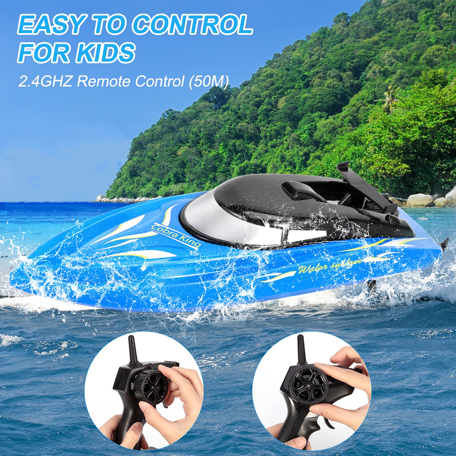 2 in 1 RC Boat for Kids and Adults, Acekid 2.4GHz 10km/H Electric ...