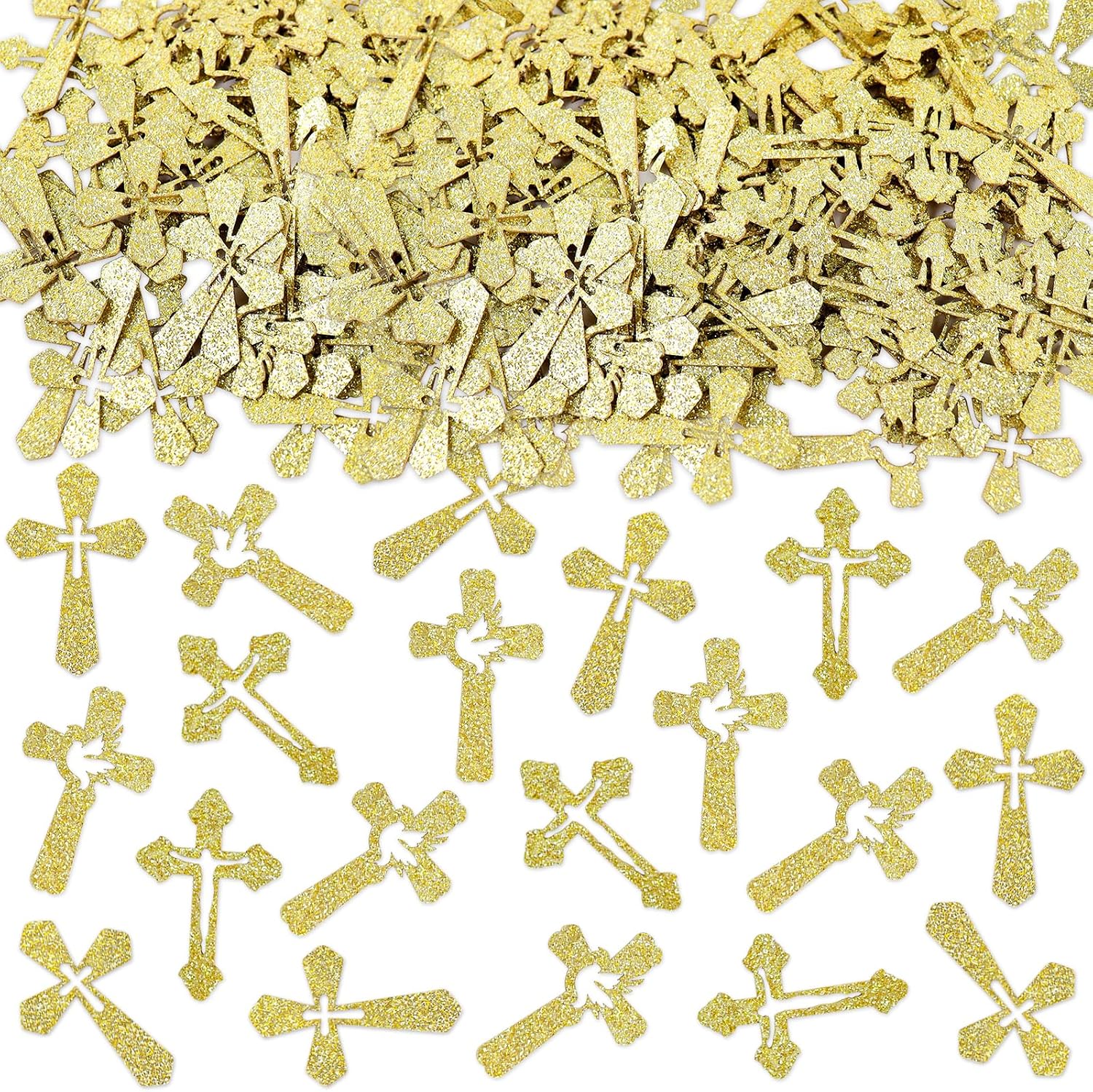 Amazon.com: 200PCS Double-Sided Glitter Golden Cross Party Confetti God ...