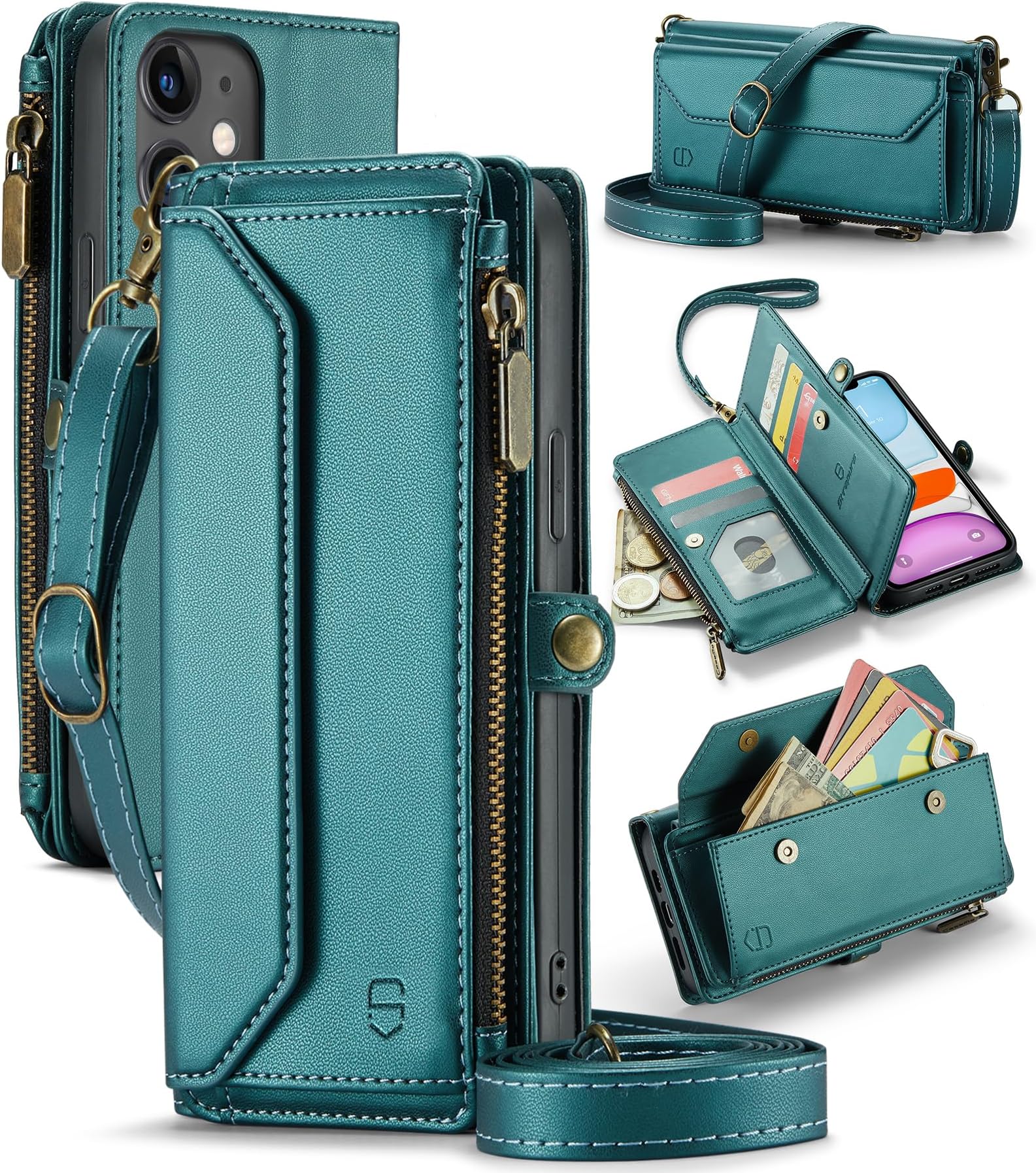 Amazon.com: Strapurs Crossbody for iPhone 11 Wallet Case【RFID Blocking ...