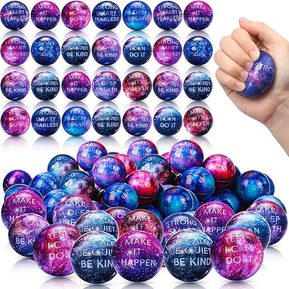 Amazon.com: 120 Pcs Christmas Party Gift Galaxy Stress Ball Bulk for ...