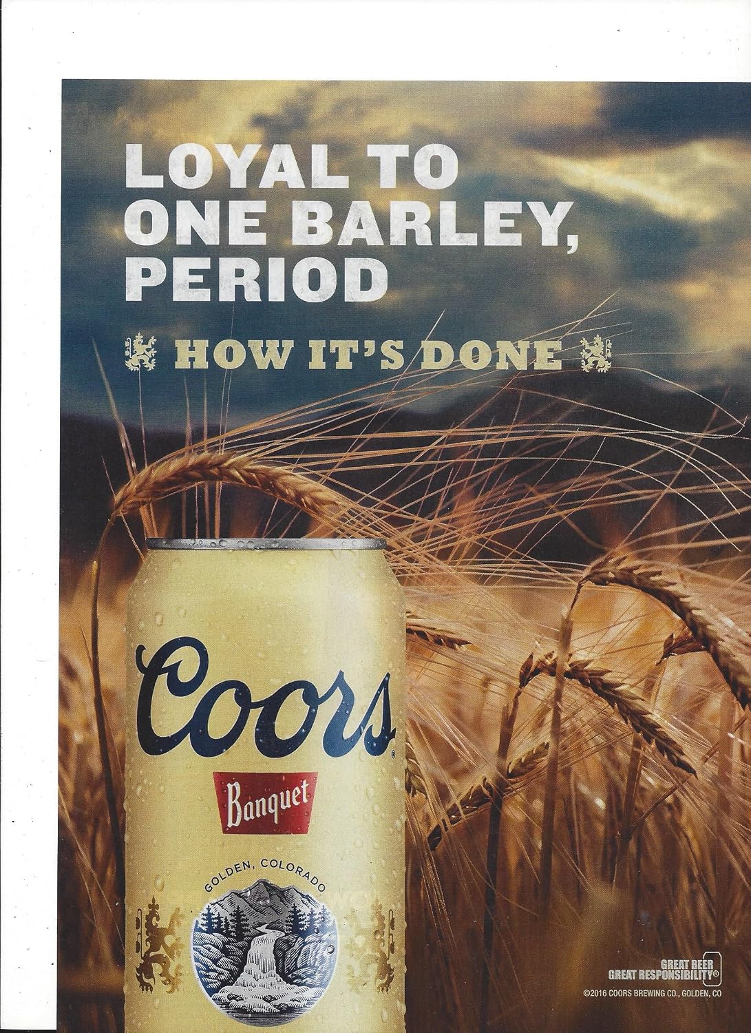 Amazon.com: -PRINT AD- For 2016 Coors Beer Loyal To One Barley -PRINT ...