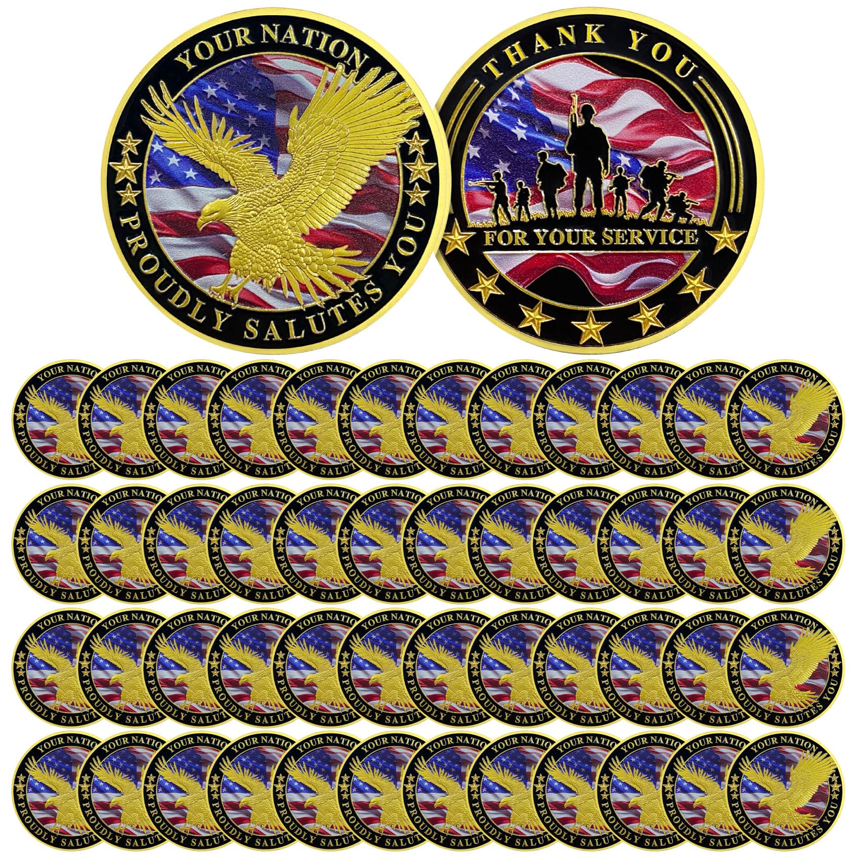 Amazon.com : ASmileIndeep 50 Pcs Military Challenge Coins - Thank You ...