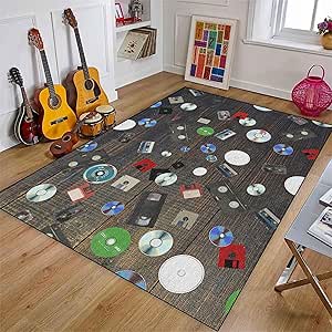 Amazon.com: rugylsf Music Area Rugs Music Records and Tapes Prints Anti ...