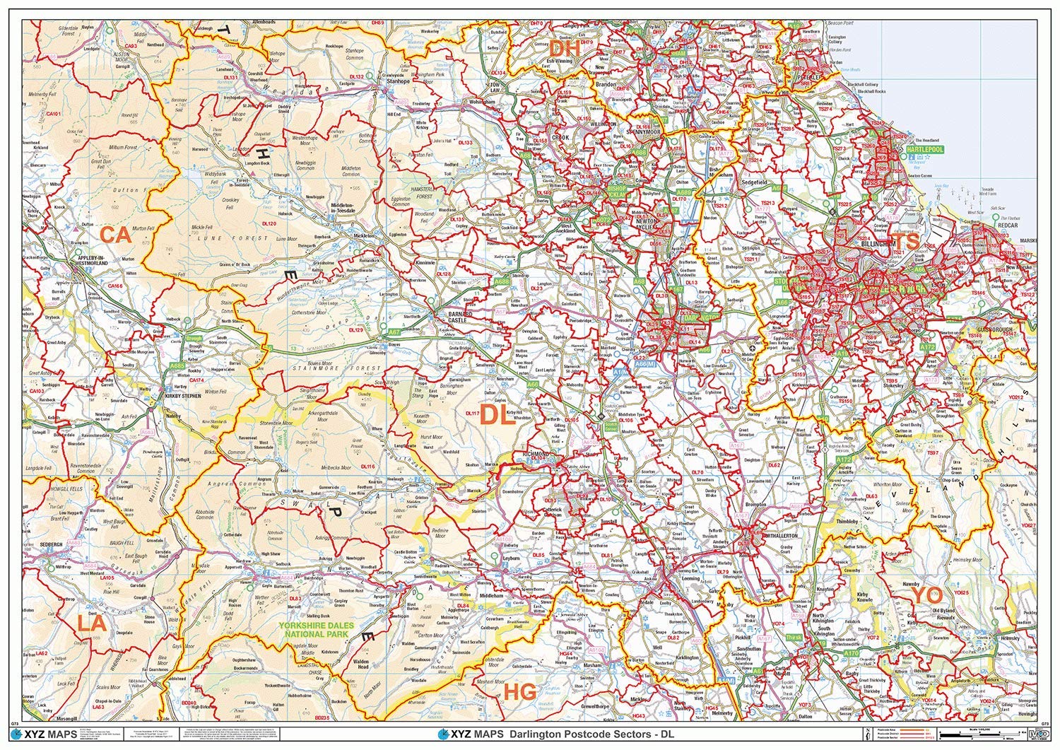 Darlington - DL - Postcode Wall Map - Paper : Amazon.co.uk: Stationery ...