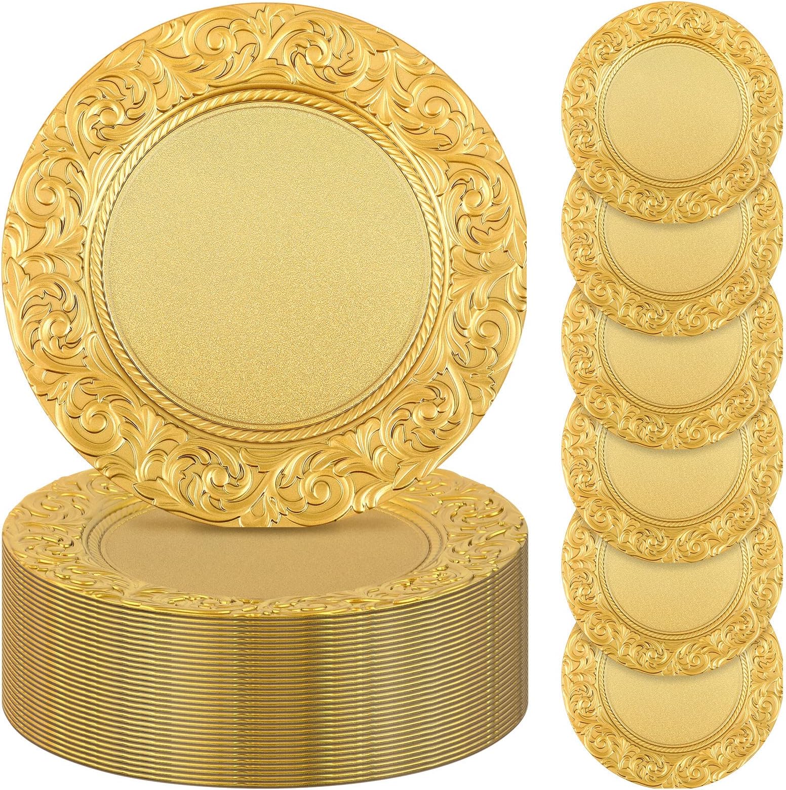 Amazon.com | Cididu 12 Pack Gold Charger Plates, 13 Inch Gold Round ...