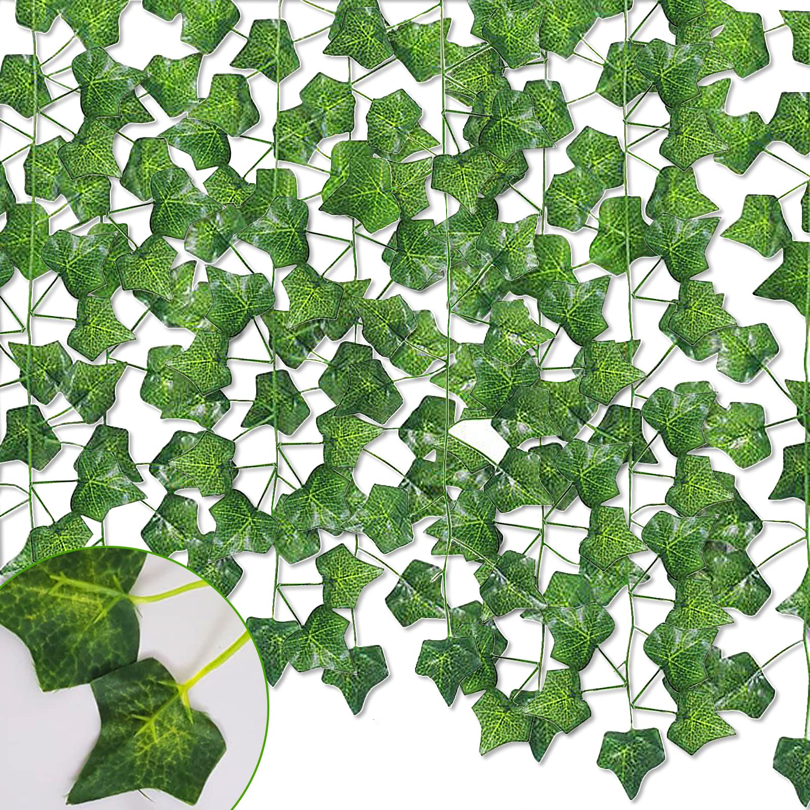 12 Pack Artificial Ivy, 90Ft Fake Ivy Vines Garland Hanging Artificial ...