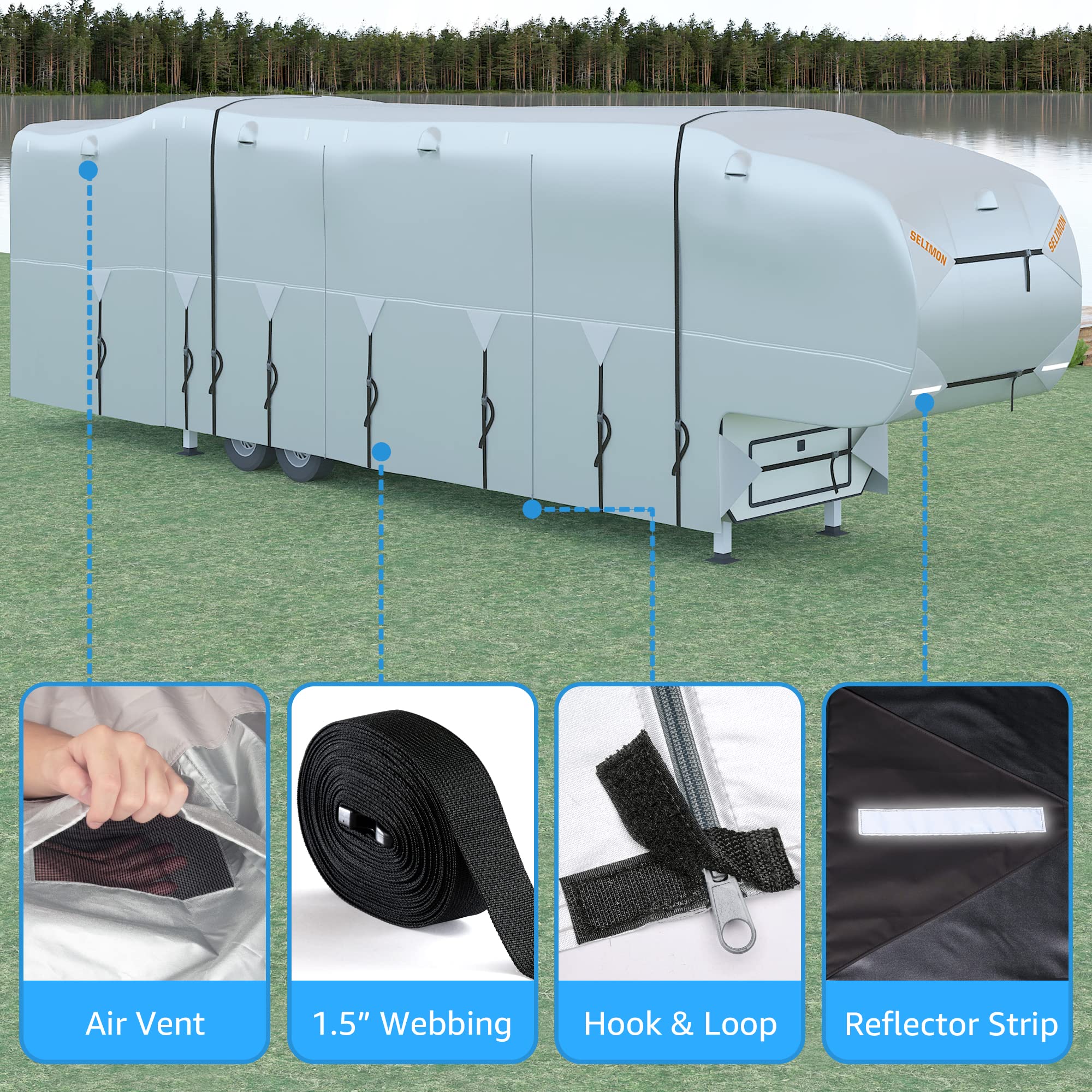 300D Top 5th Wheel RV Cover Rip-Resistent & Waterproof Winter Camper ...