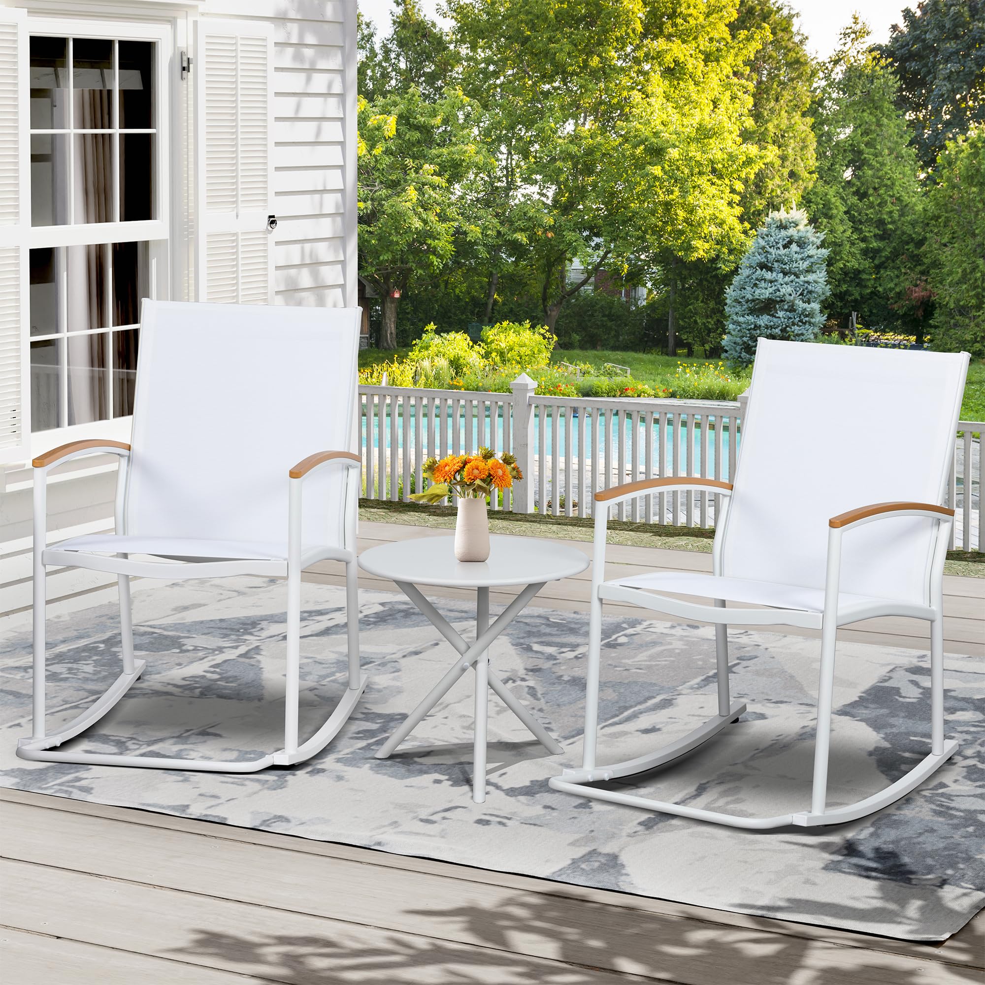 Snapklik.com : Shintenchi 3 Piece Outdoor Rocking Bistro Set, Textilene ...