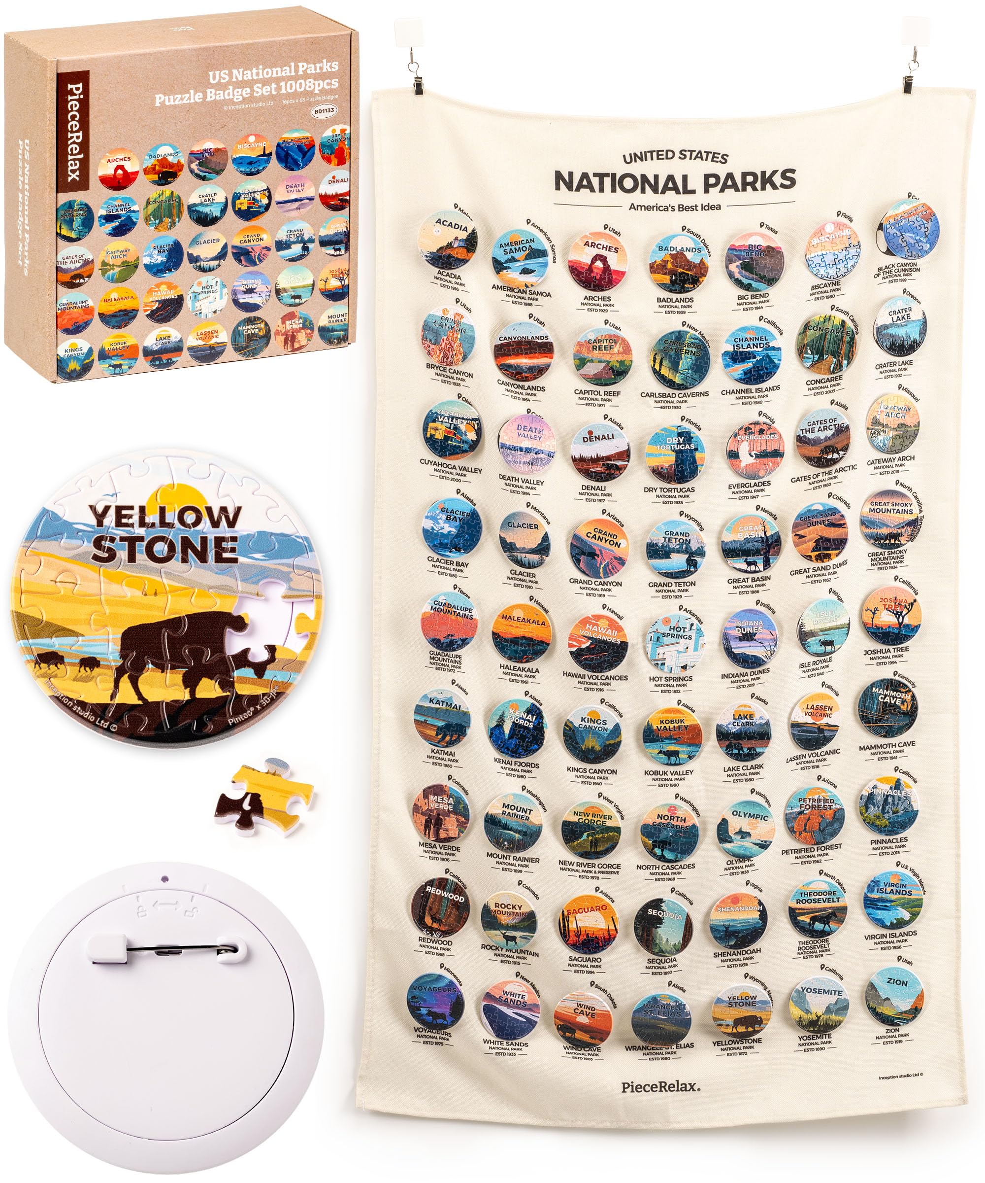 Amazon.com: PieceRelax Puzzle Badges Studio Inception - US National Park - Unique Gift & Home ...