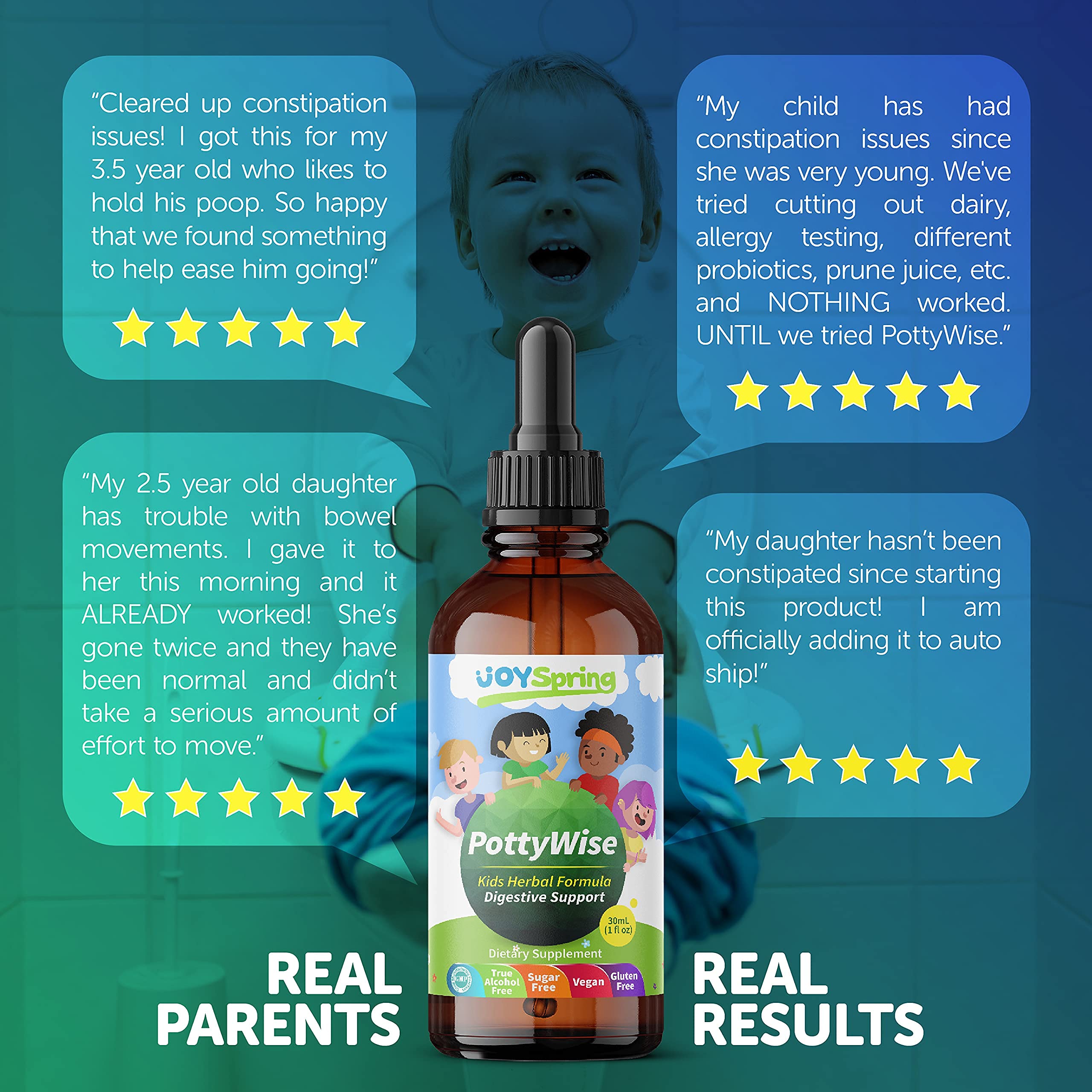 PottyWise Gas Relief Constipation Relief For Adults Kids Liquid