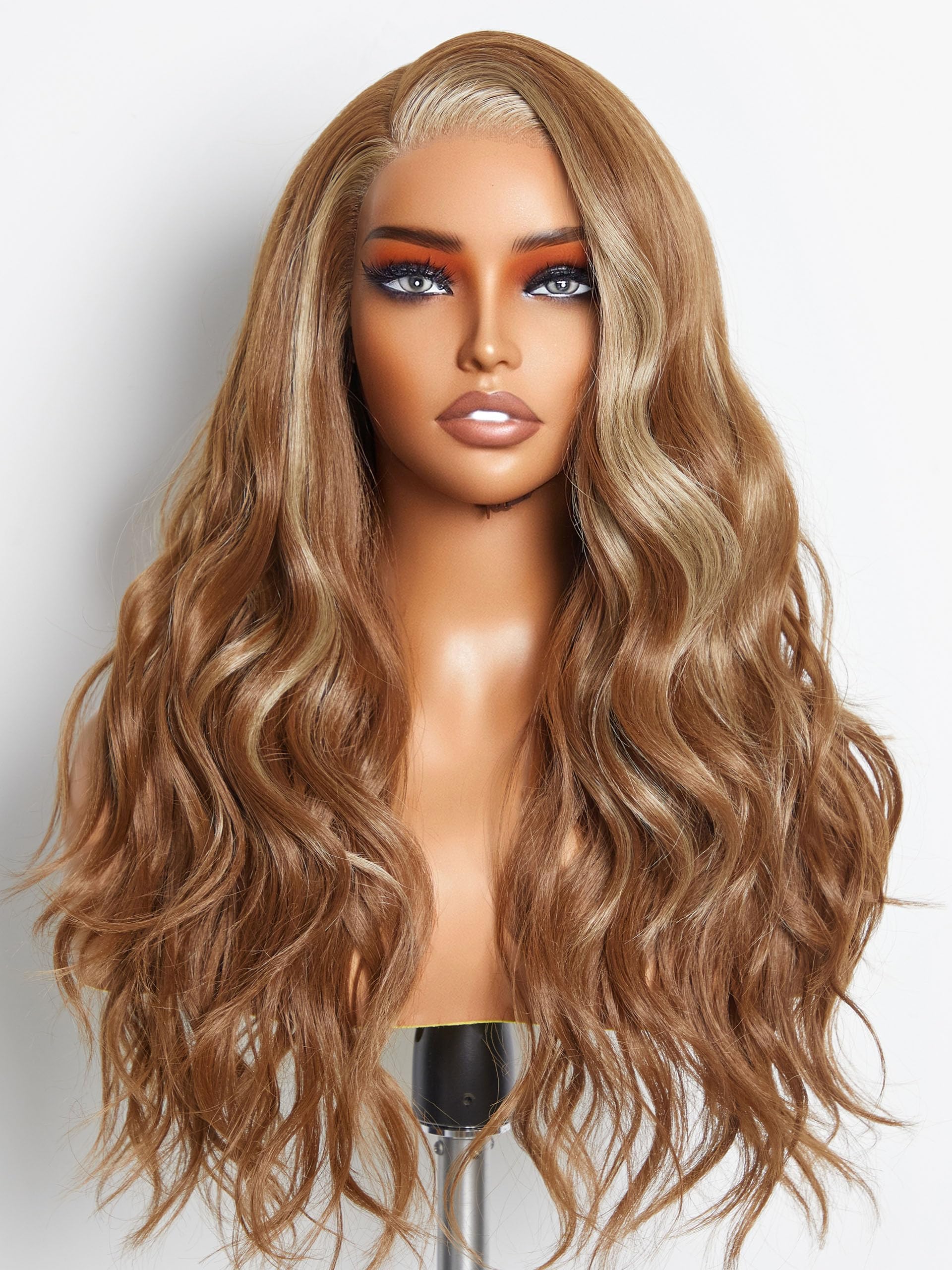 Amazon.com : GORGIUS Brown Mixed Blonde Highlights Wigs Glueless Body ...