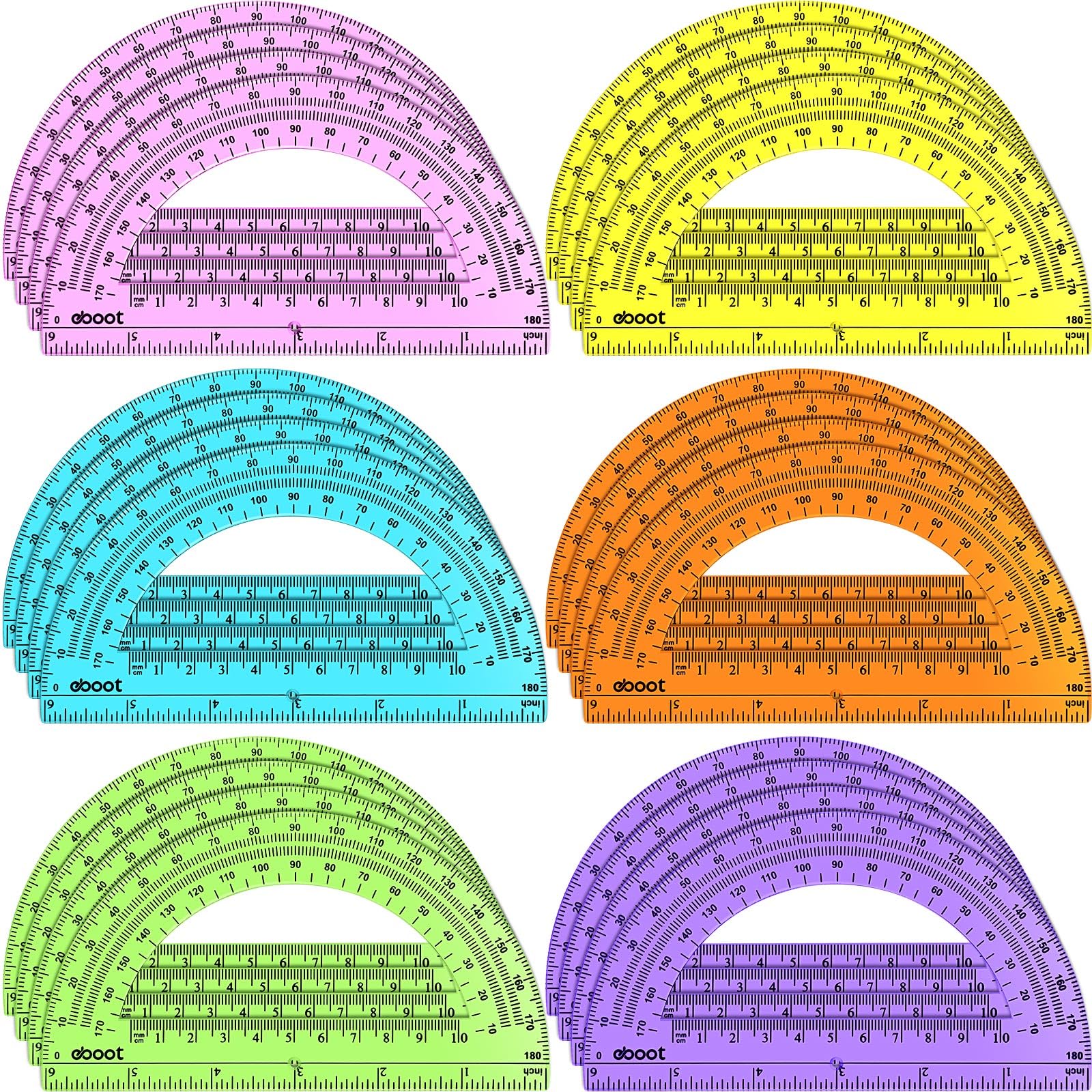 Snapklik.com : EBOOT 24 Pack Plastic Protractors Math Protractor 180 ...