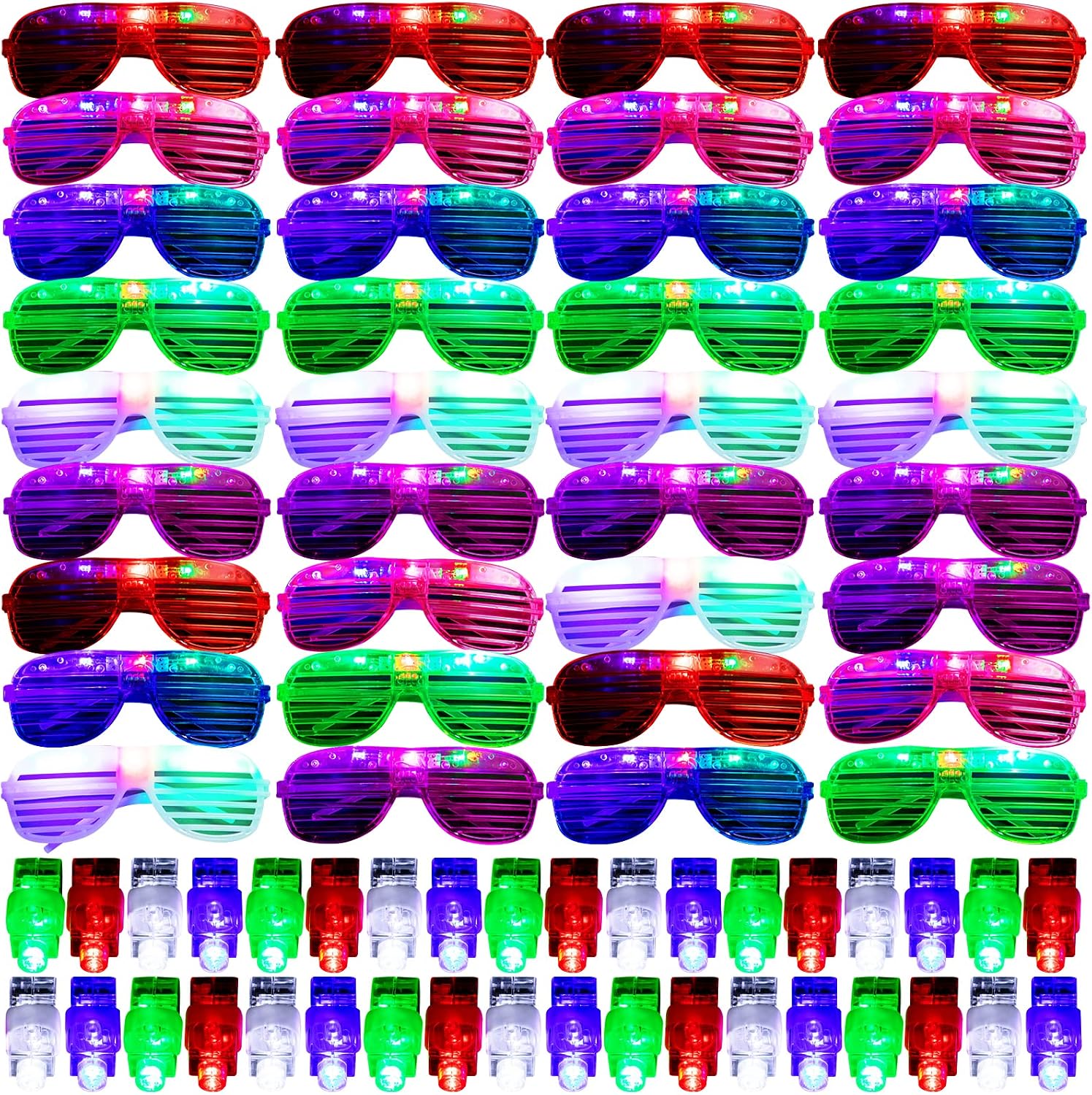 72 Pack LED Light Up Neon Flashing Toys 6 Color Glow in the Dark Party ...