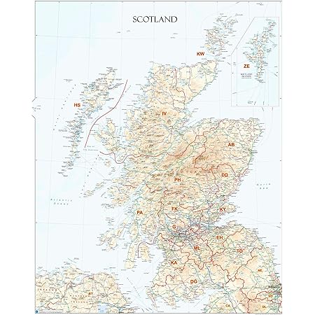 Scotland Postcode Areas Wall Map-Plastic Coated : Amazon.co.uk ...