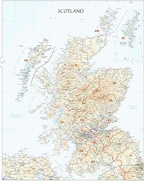 Scotland Postcode Areas Wall Map-Plastic Coated : Amazon.co.uk ...