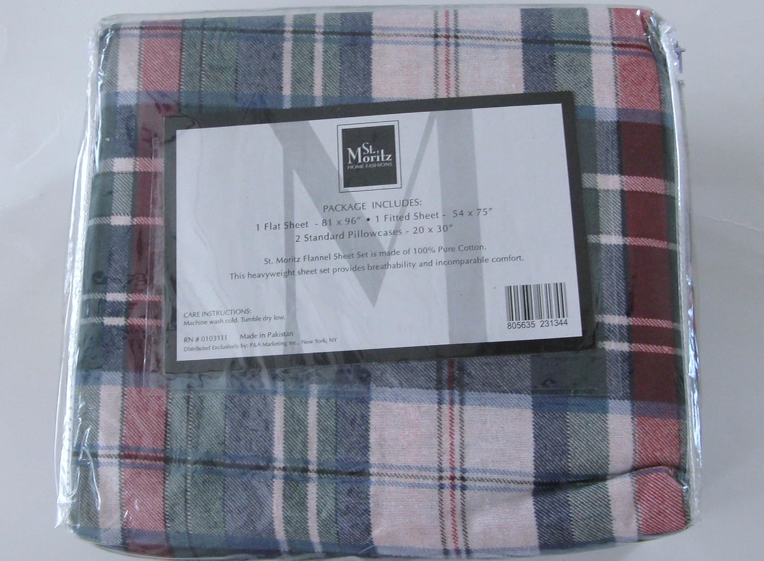 Amazon.com: St. Moritz Buffalo Plaid Full Flannel Sheets : Home & Kitchen