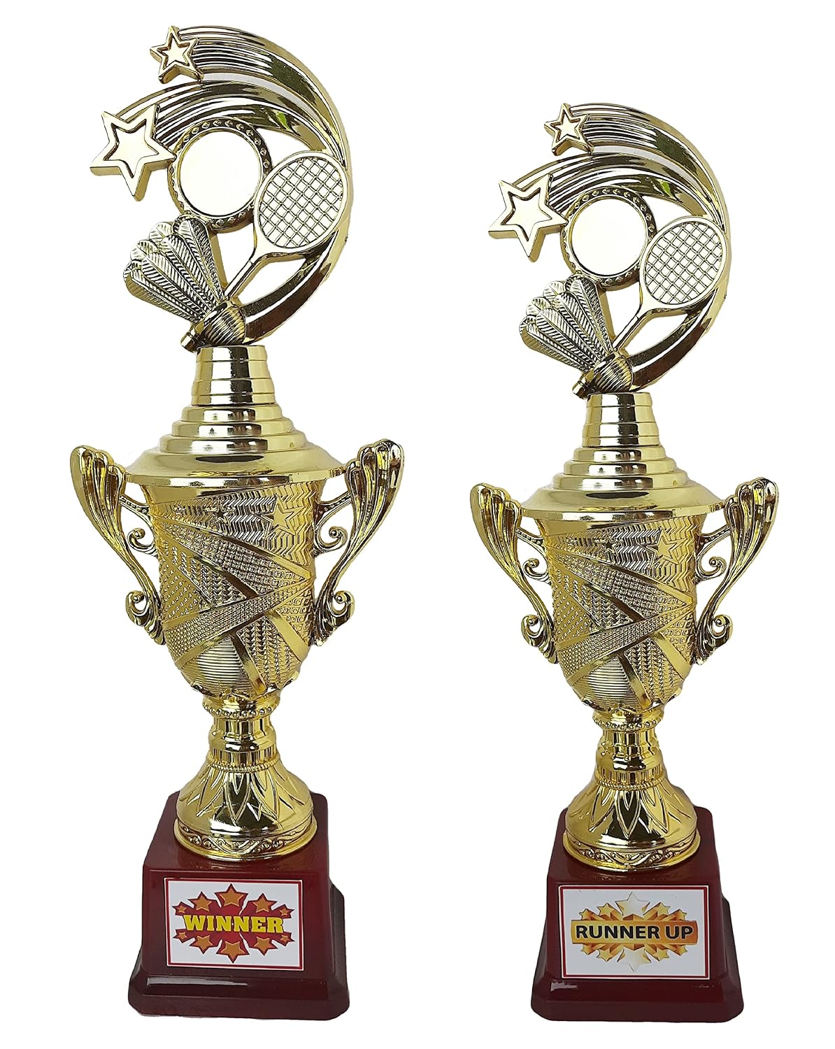 Victory Badminton Trophy Set | Champion & Runner Up Badminton Fiber ...