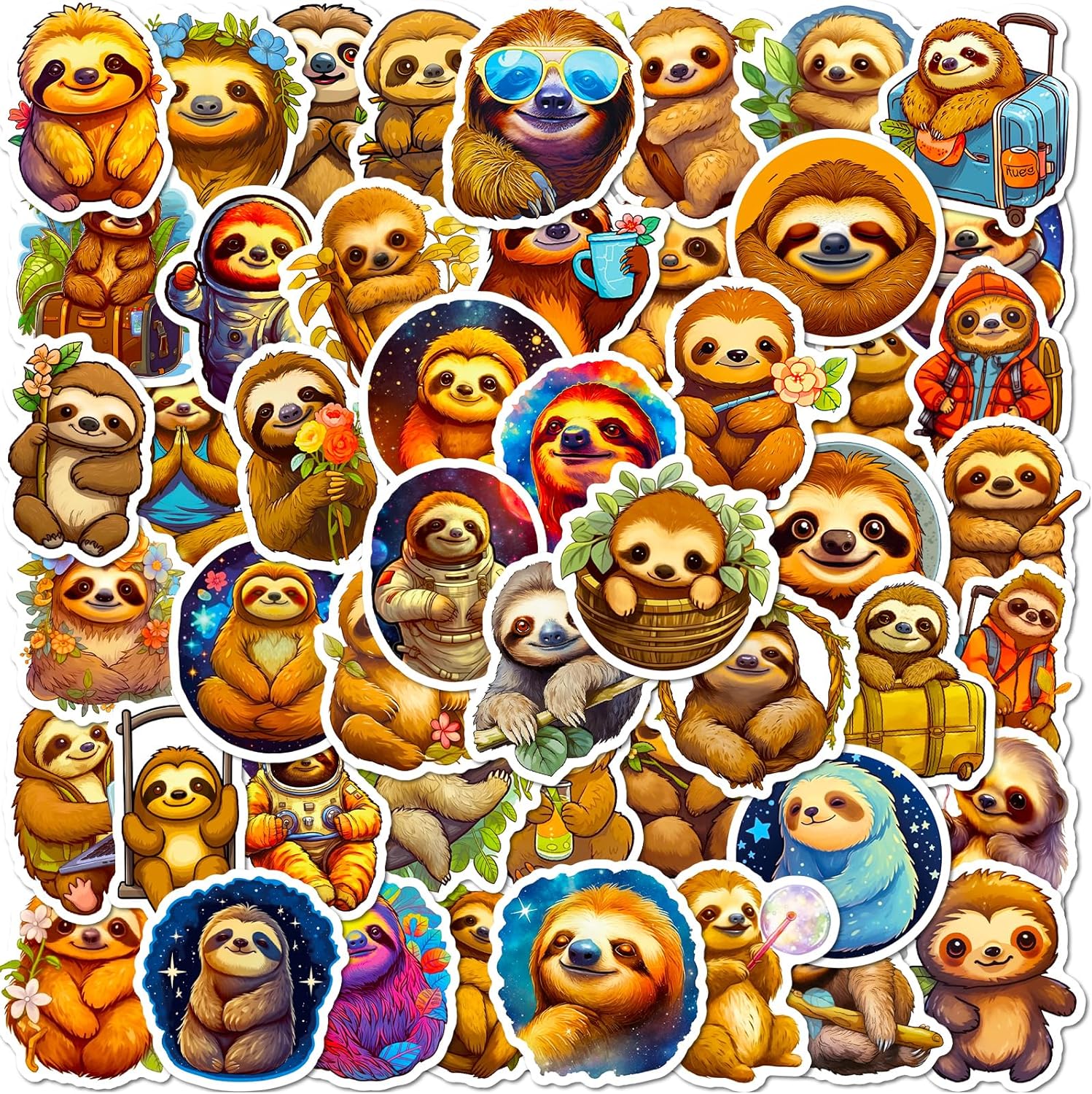 Amazon.com: Sloth Stickers Pack 50PCS Cute Animal Stickers for Kids ...