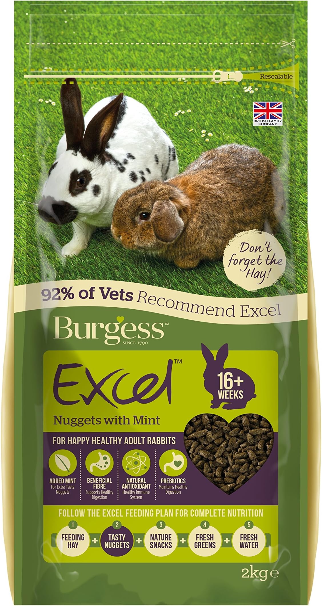 BURGESS Burgess Excel Adult Rabbit Nuggets with Mint 10kg pack of 1 ...