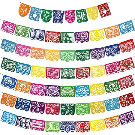 Amazon.com: 7 Pack Papel Picado Banner Mexican Party Fiesta Flag Cinco ...
