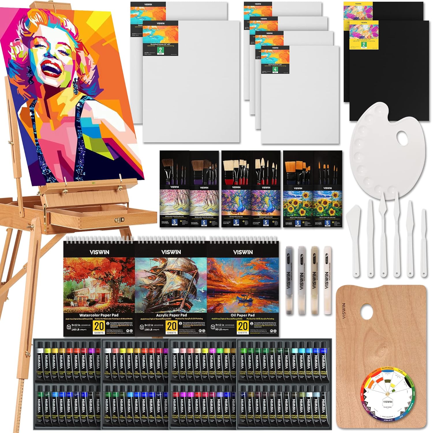VISWIN All-in-One Artist Painting Set, 151 Pcs Professional Painting ...