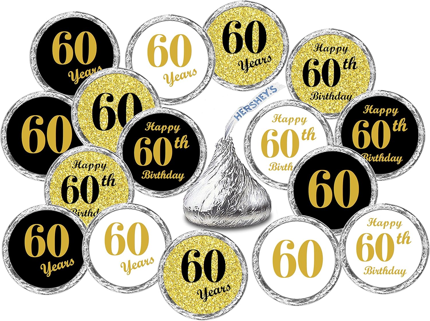 Amazon.com: 60th Birthday Kisses Stickers, (Set of 324) Chocolate Drops ...