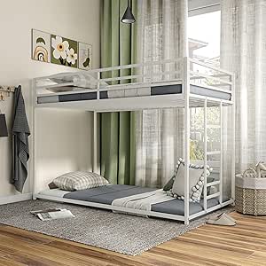 Amazon.com: Furniture of America Dravenor Modern Metal Twin Over Twin ...