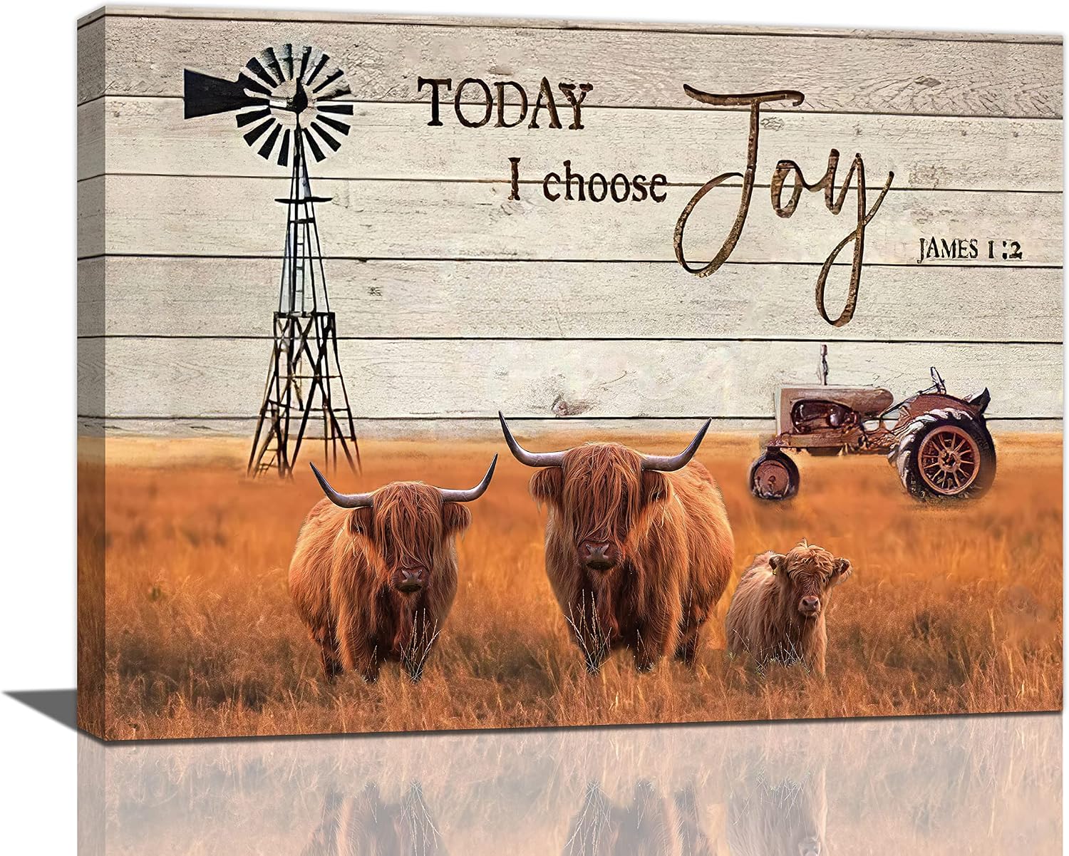 Amazon.com: Farmhouse Highland Cow Wall Art Rustic Highland Cow ...