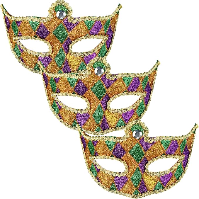 Amazon.com: Jutom 3 Pcs Novelty Fantasy Mardi Gras Masks Carnival ...