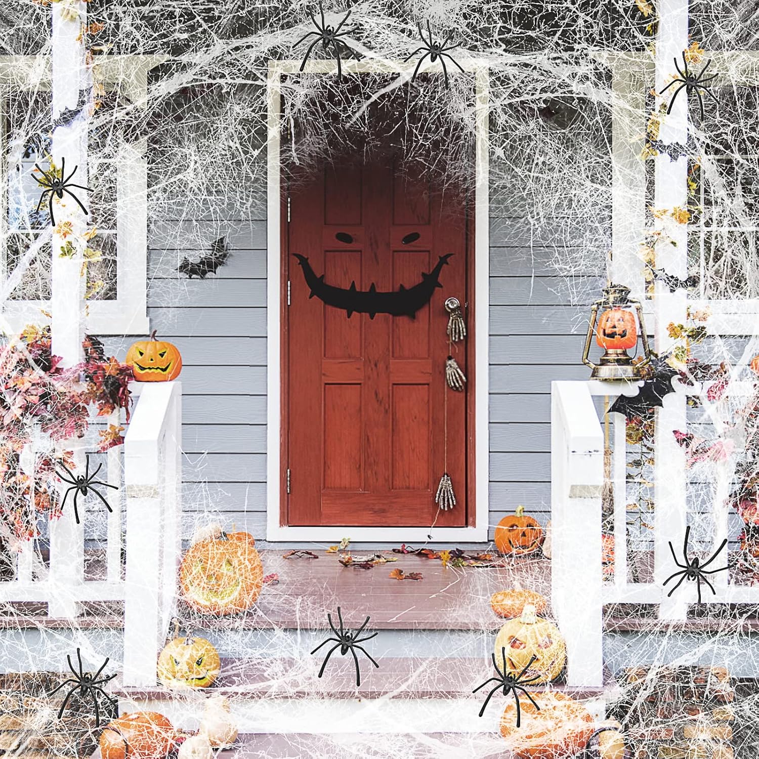 Amazon.com: 400 Sqft Halloween Spider Web With 20 Fake Spiders, Spooky ...