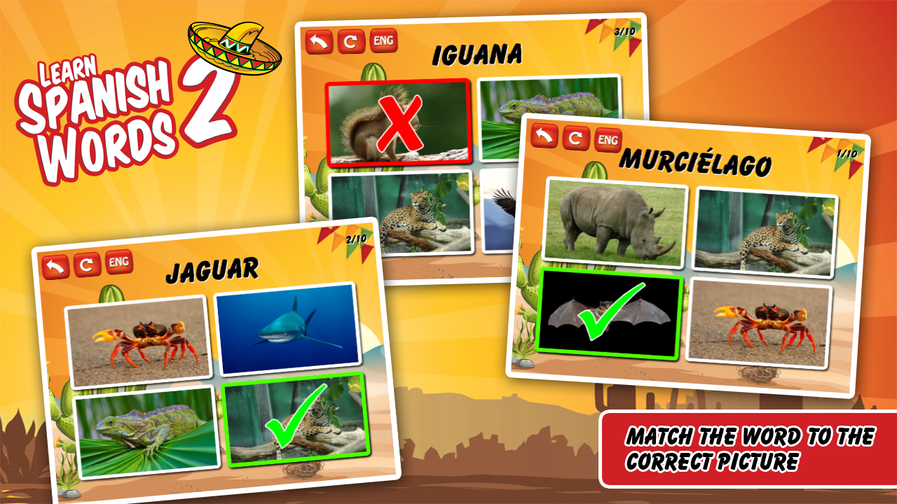 Learn Spanish Words 2 Free: Vocabulary Lessons Game Using Language ...