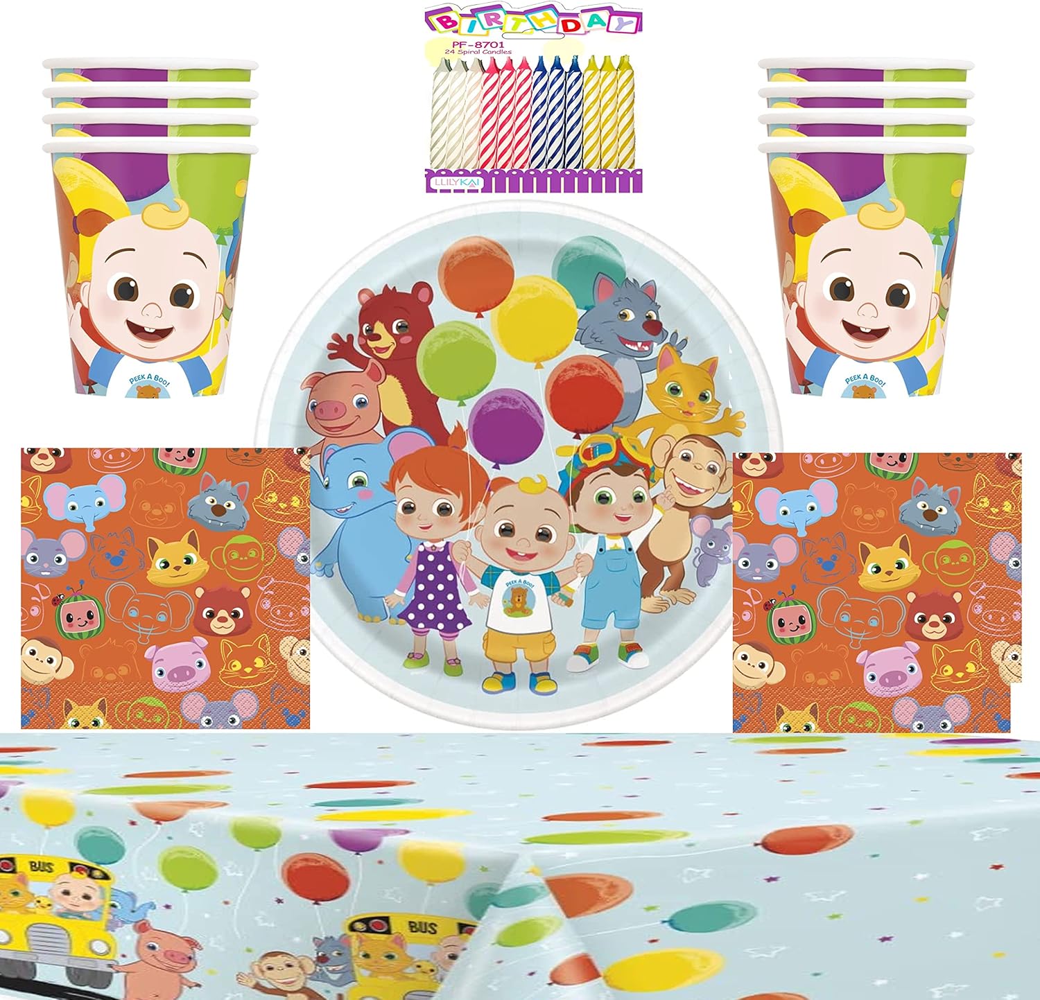 Amazon.com: Cocomelon Party Supplies Pack for 16 Guests – Plates ...