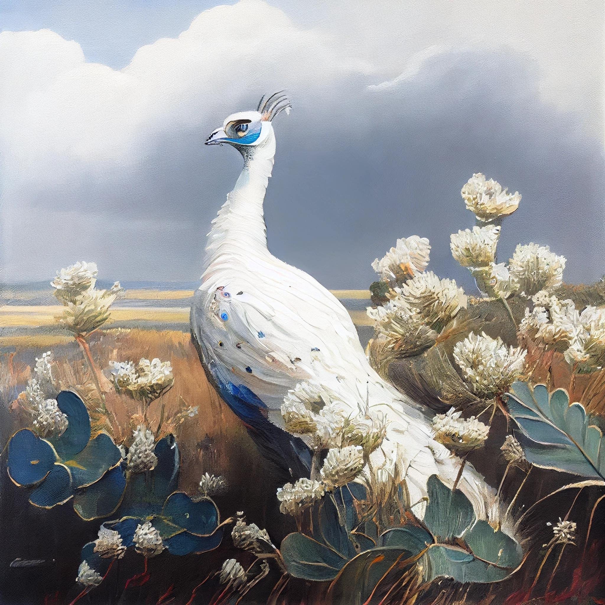 White Peacock Oil Painting