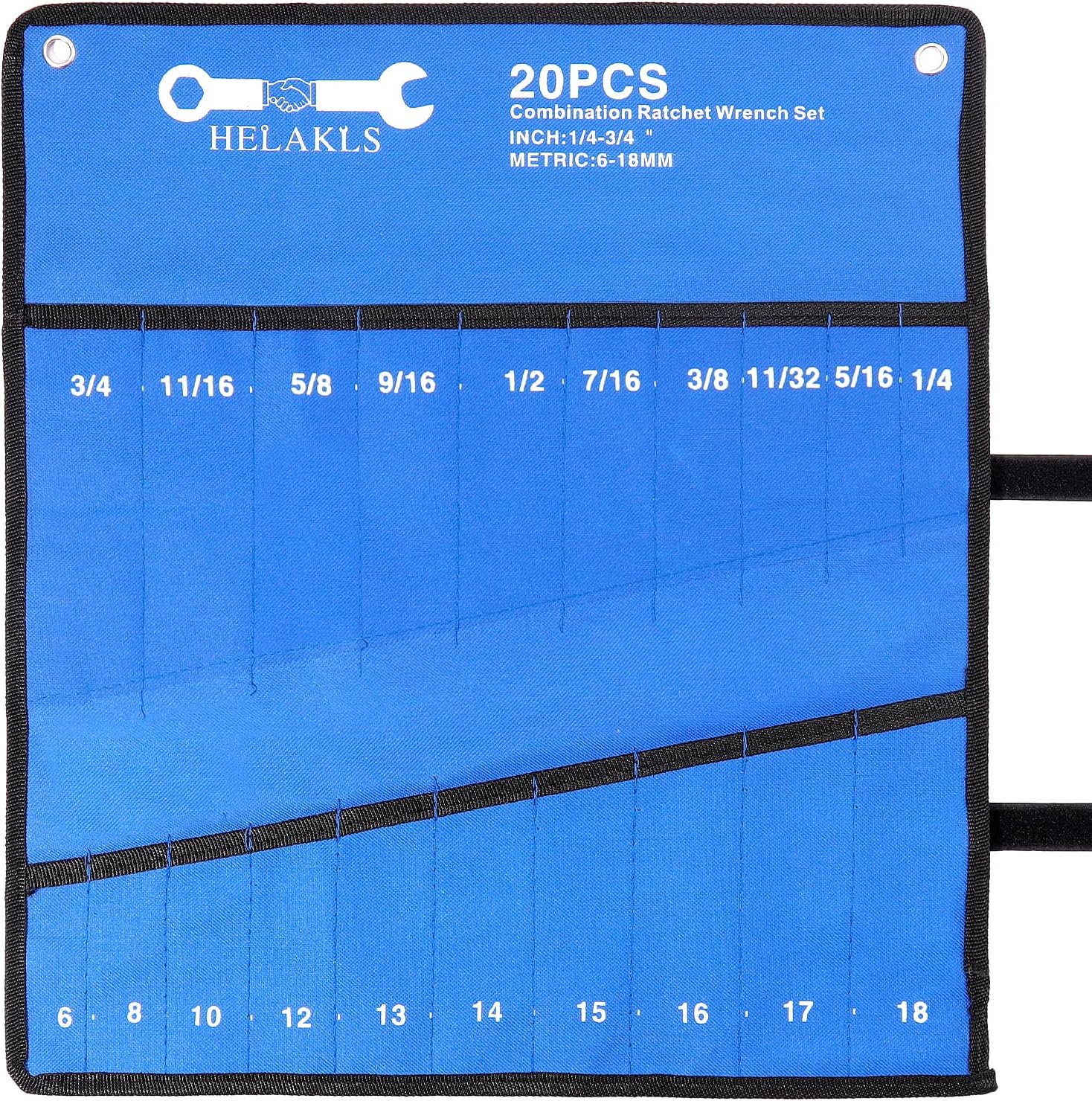 Amazon.com: BULL TOOLS 26 Pocket Wrench Roll Up Pouch Metric & Standard ...