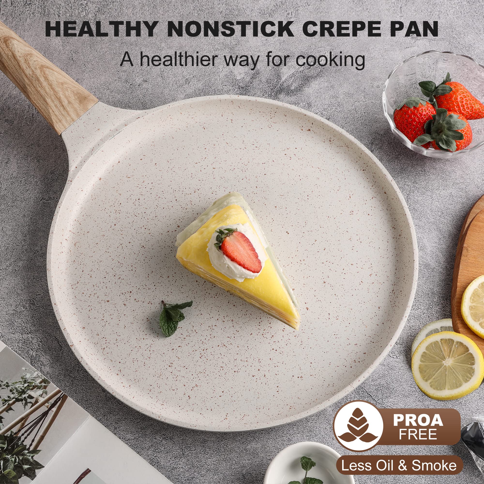 Zalnuuk Crepe Pan, 11 Inch Dosa Pan with Spreader, Nonstick Dosa Tawa ...