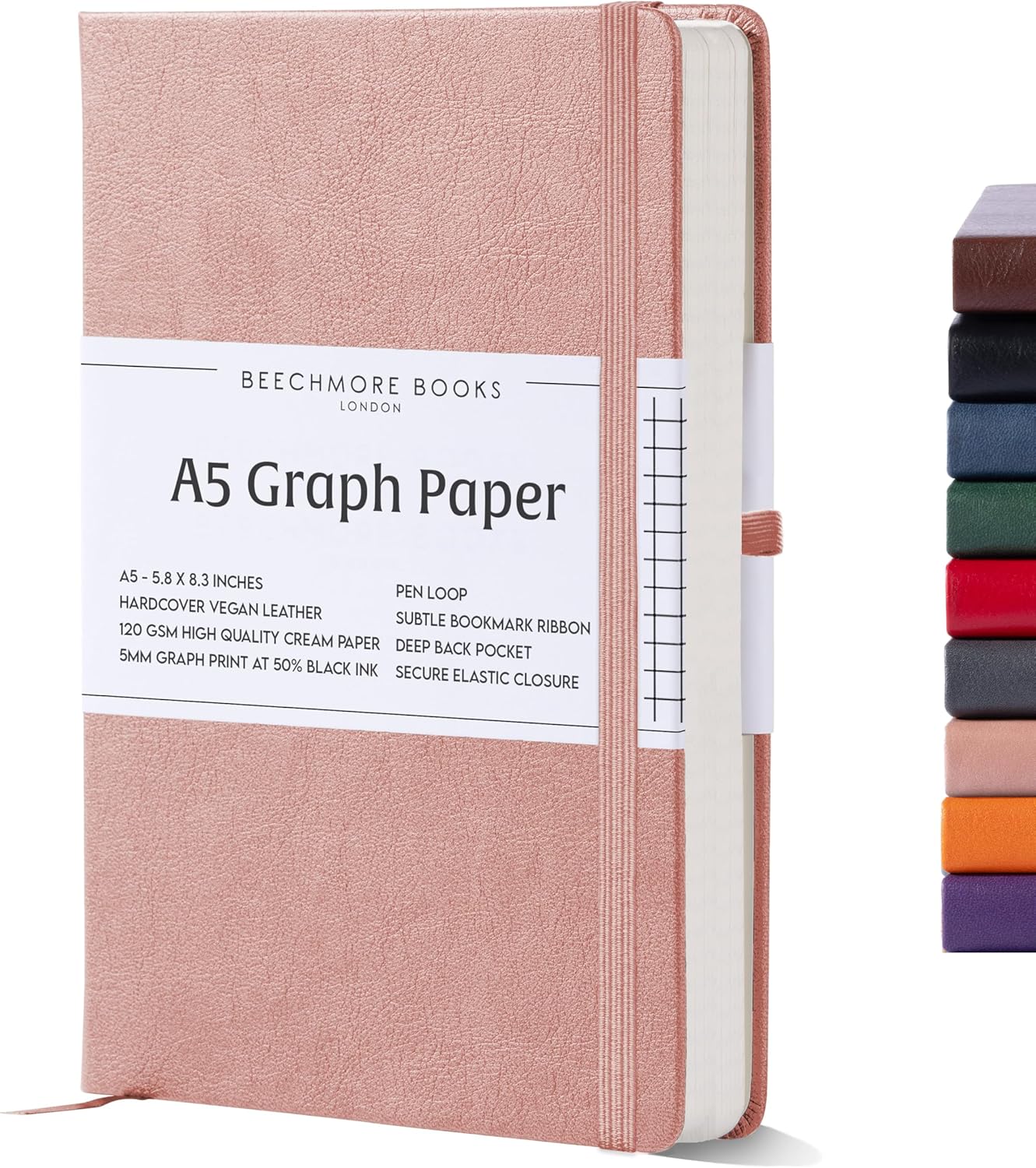 Amazon.com : BEECHMORE BOOKS Graph Paper Notebook - Regular, Pink ...