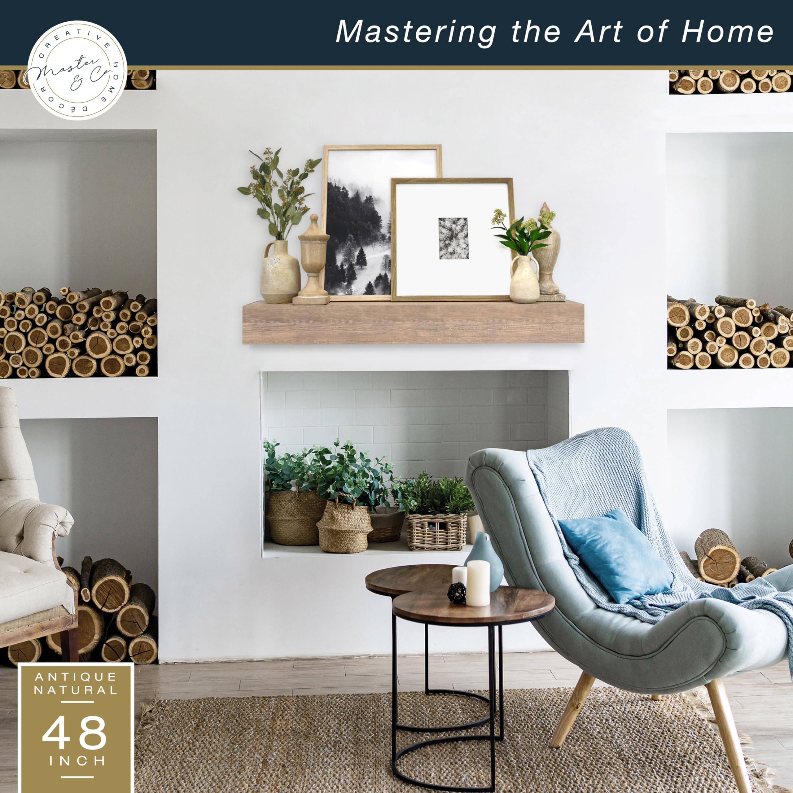 Snapklik.com : MCS 48-Inch Mantel, Master & Co Antique Natural Finsh ...