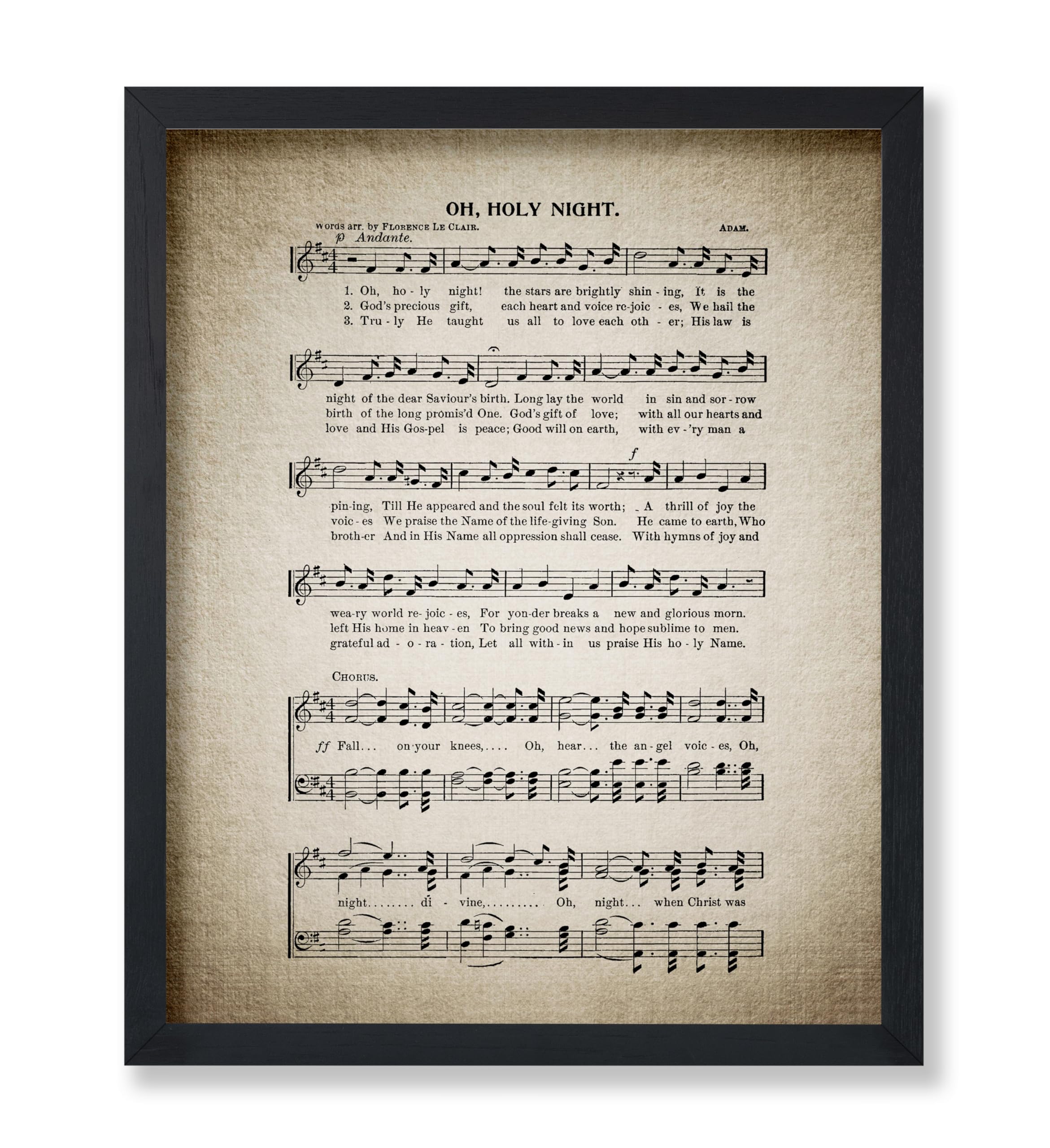 Amazon.com: Poster Master Oh Holy Night Poster - Christmas Song Sheet ...