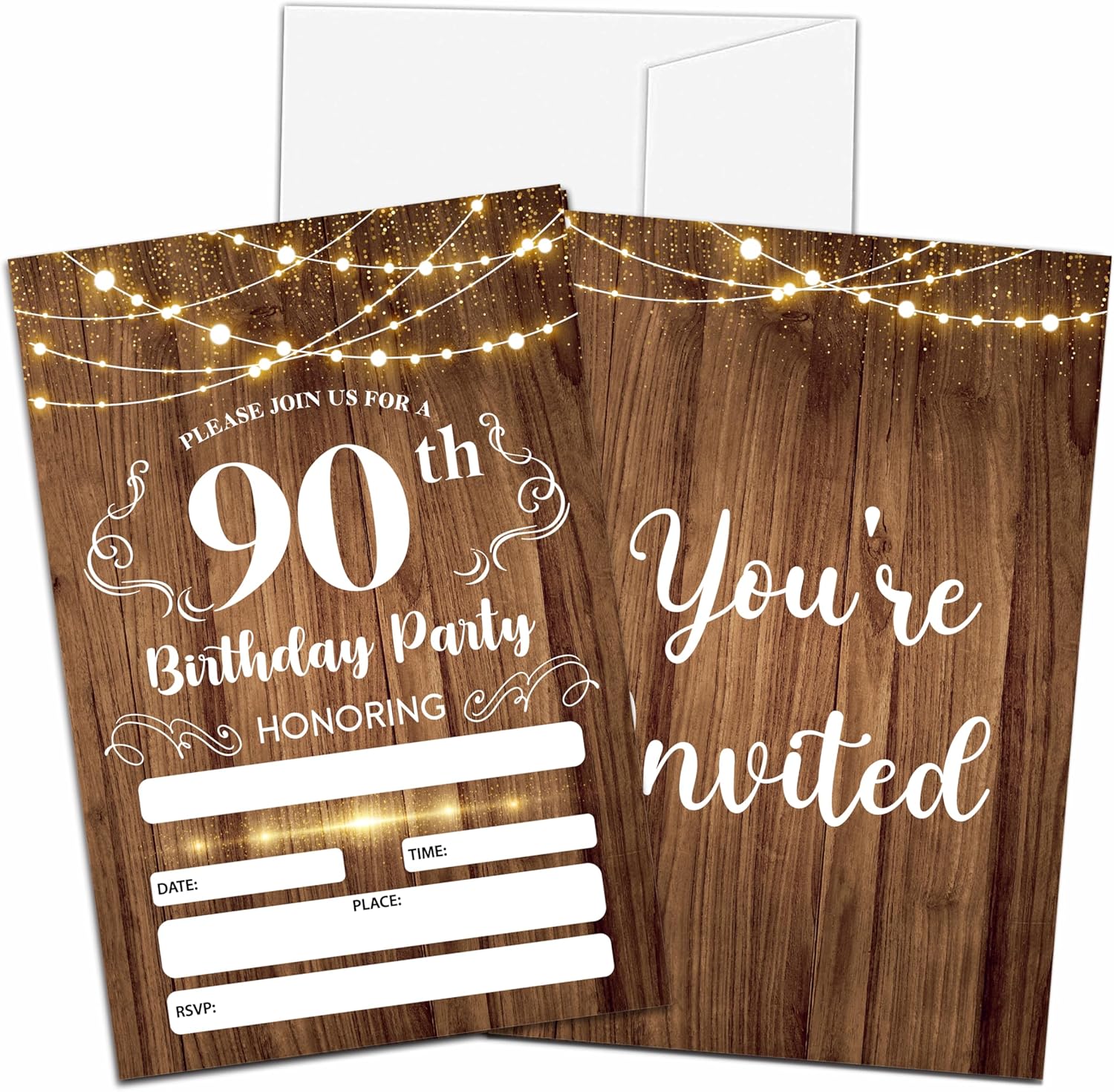 Amazon.com : CLIRBE 90th Birthday Invitations, Birthday Party ...