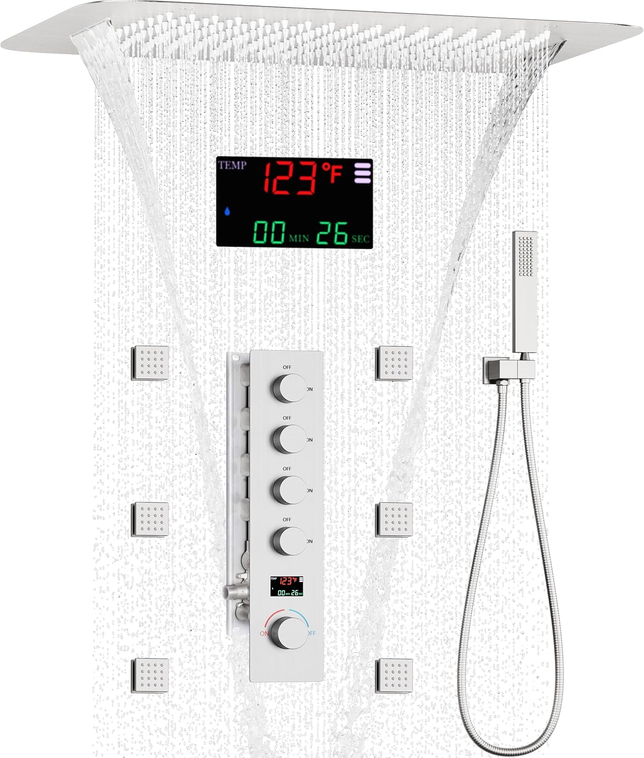 Amazon.com: AYIVG Brushed Nickel Thermostatic Digital Display Shower ...